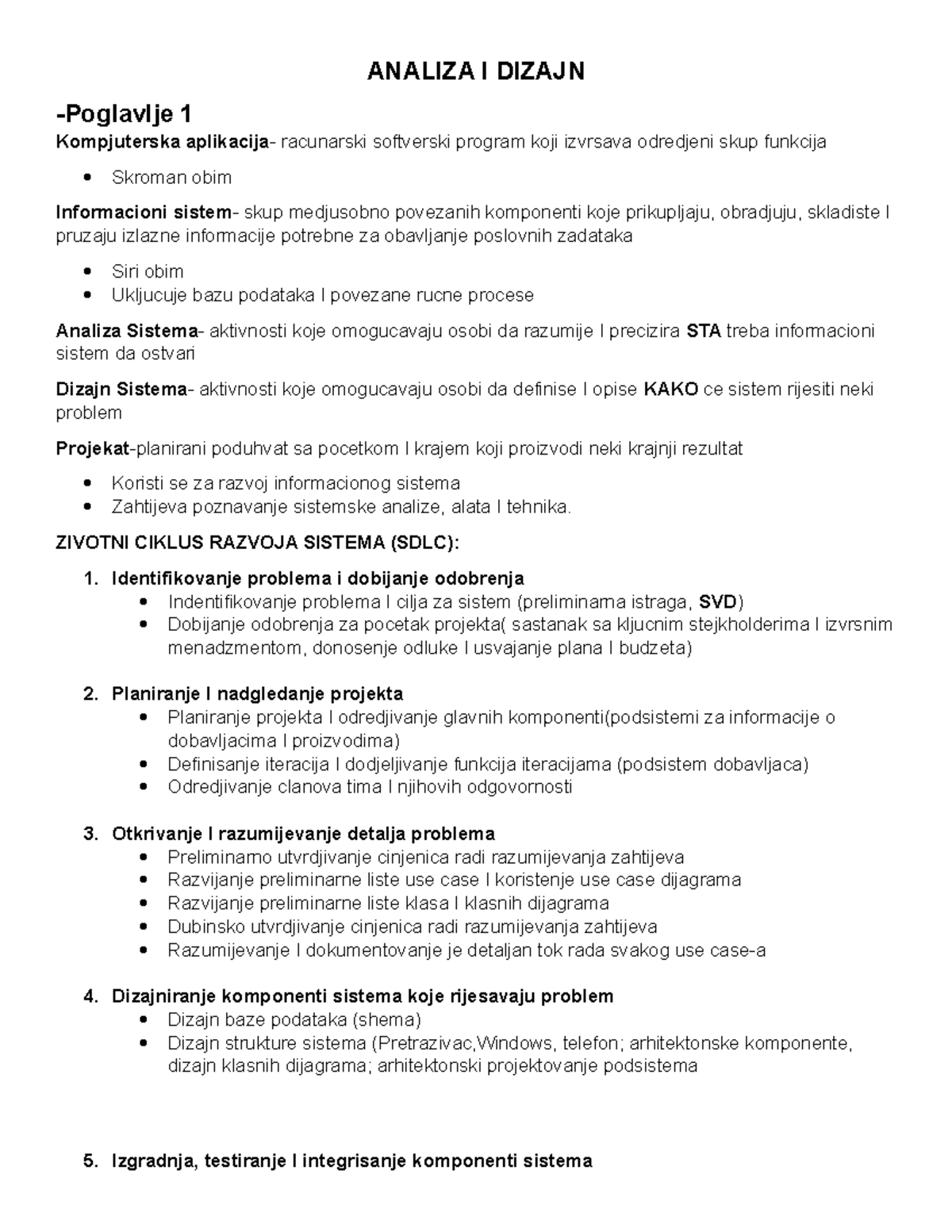 ADIS Biljeske - ANALIZA I DIZAJN -Poglavlje 1 Kompjuterska aplikacija ...