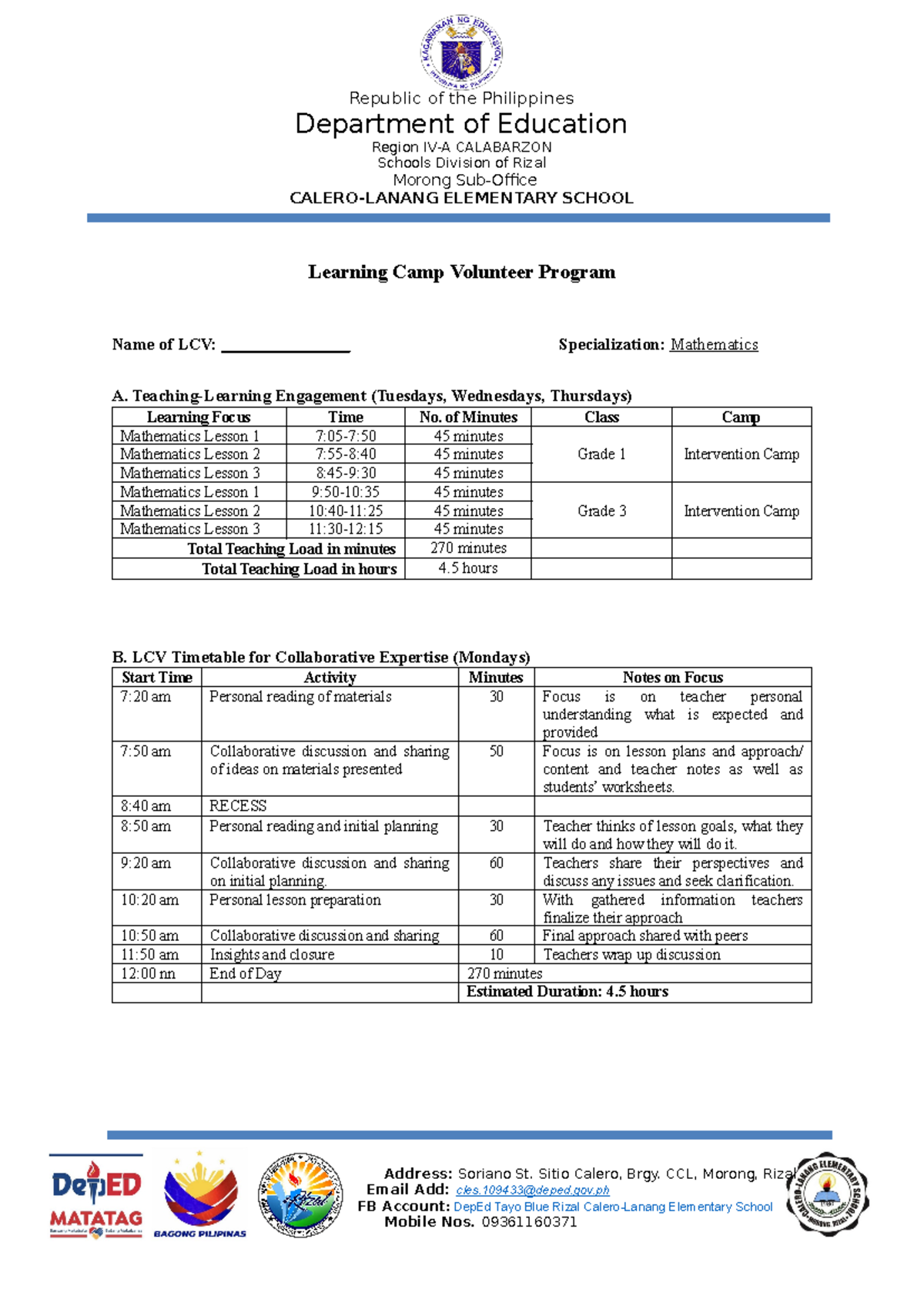 NLC LCV Program - Republic of the Philippines Department of Education ...