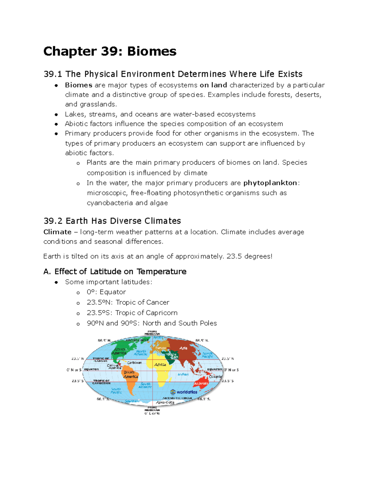 Biology- Chapter 39 - Chapter 39: Biomes 39 The Physical Environment ...