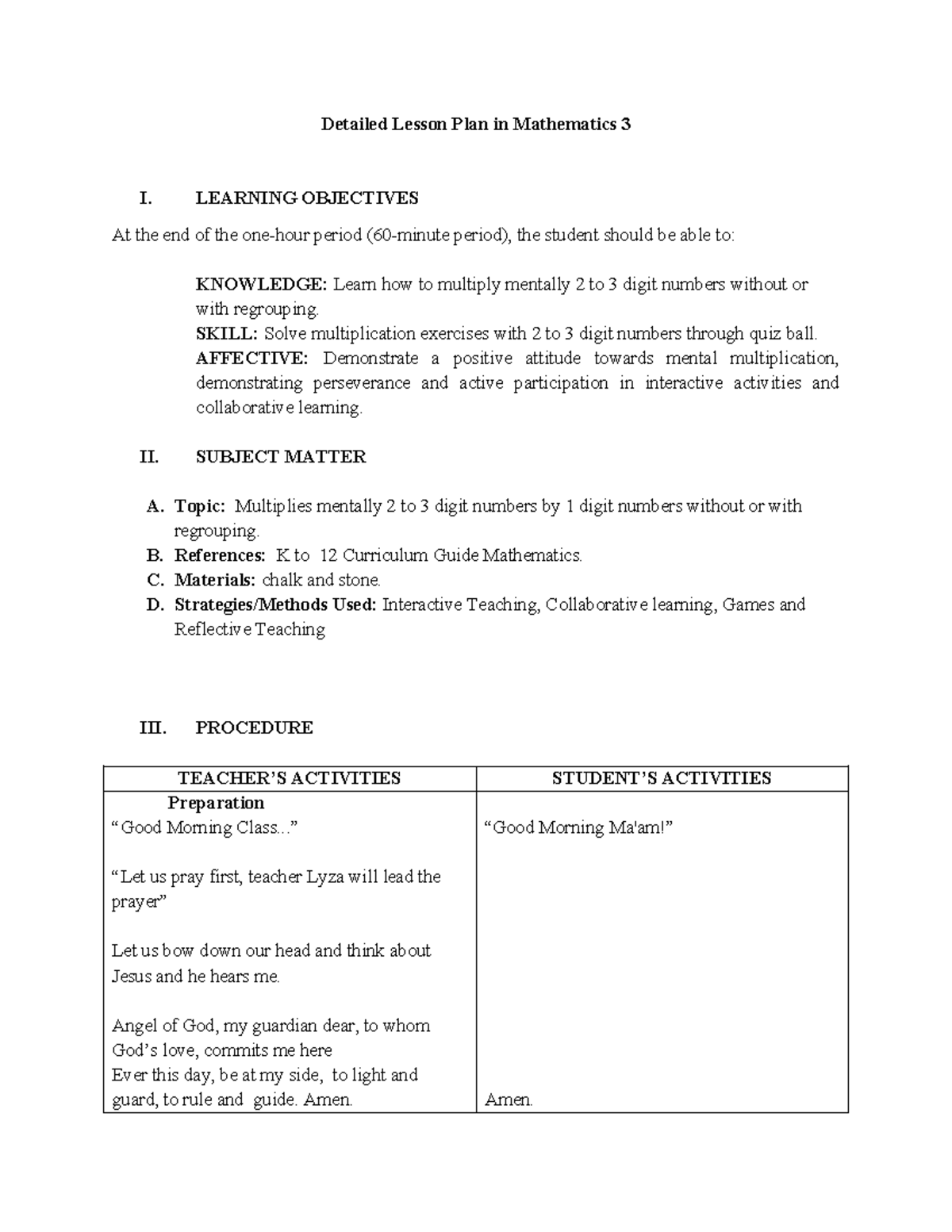 DLP MATH - A DLP IN MATH - Detailed Lesson Plan in Mathematics 3 I ...