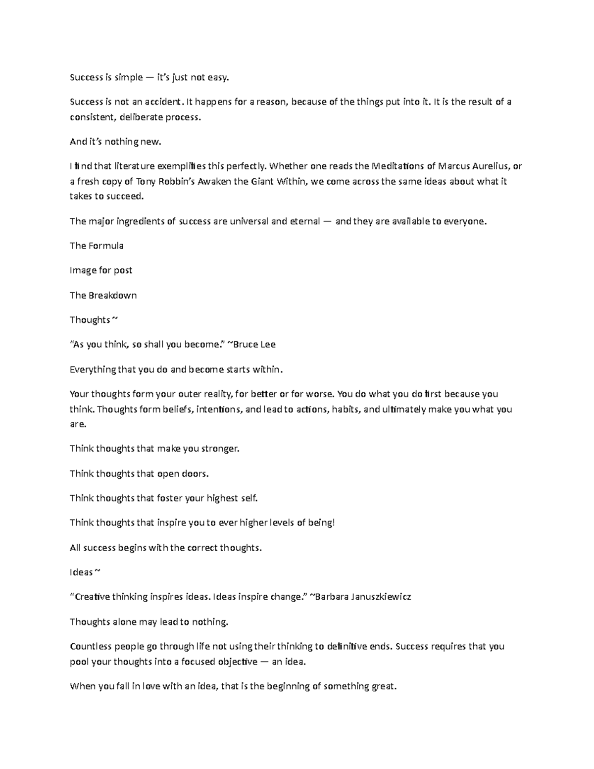 Formula of success sources - Success is simple — it’s just not easy ...