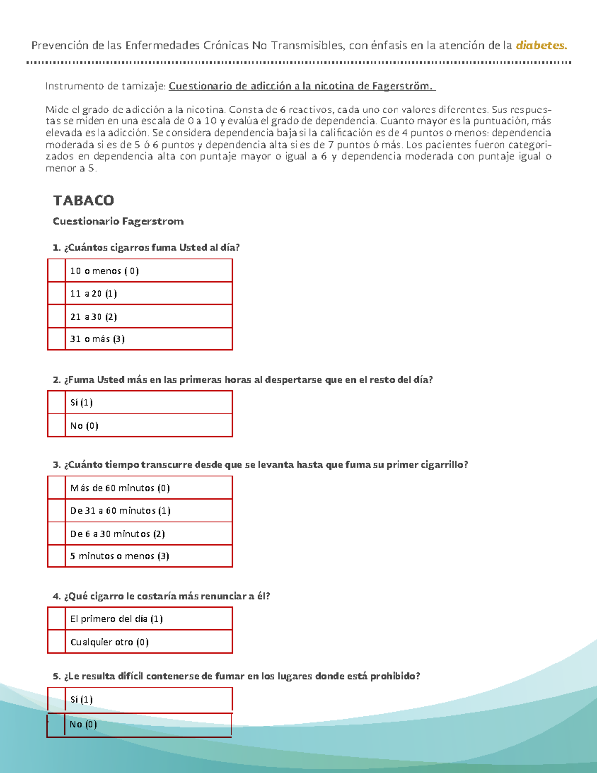 468768184 Tabaco fagerstrom pdf - TABACO Cuestionario Fagerstrom 1 ...