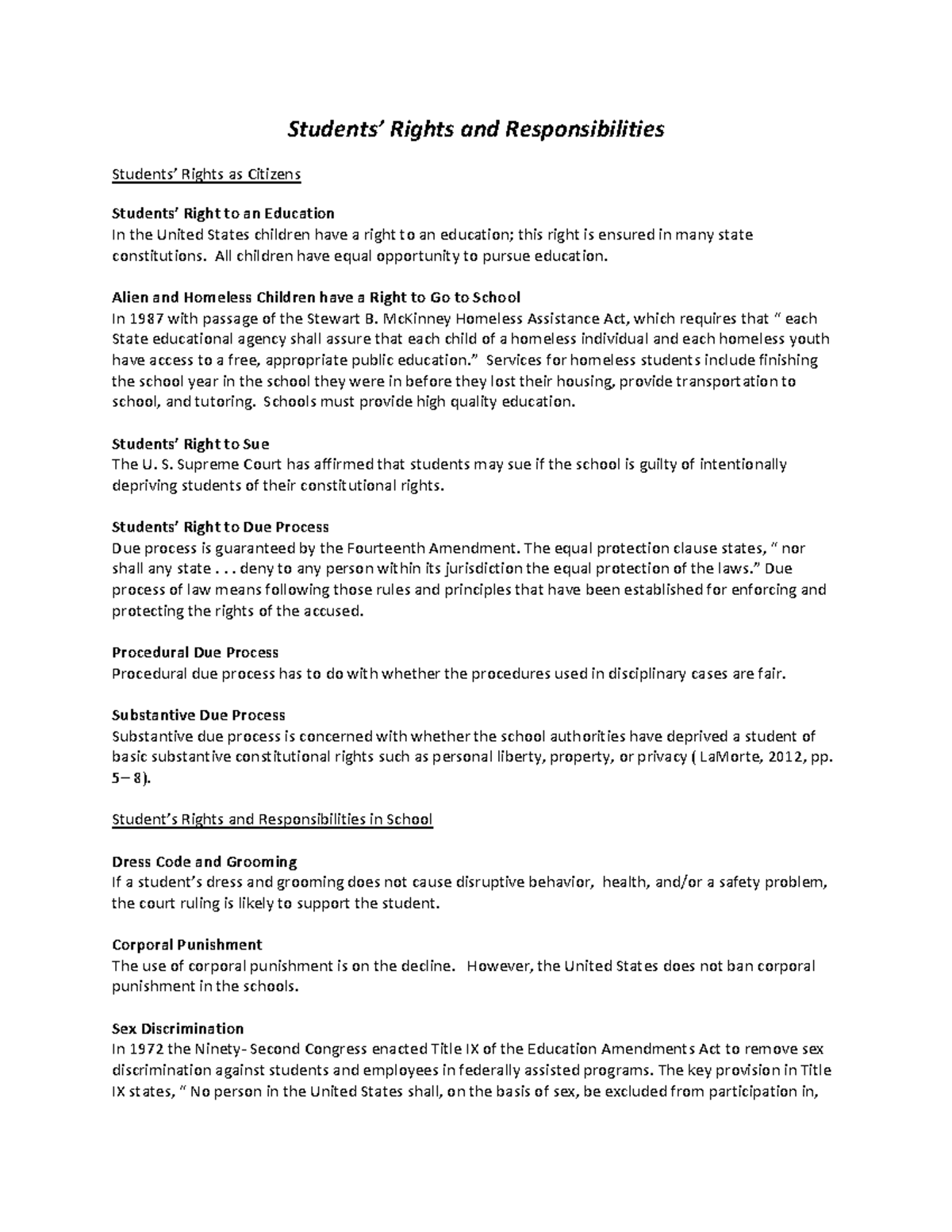 Students Rights and Responsibilities - Students’ Rights and ...