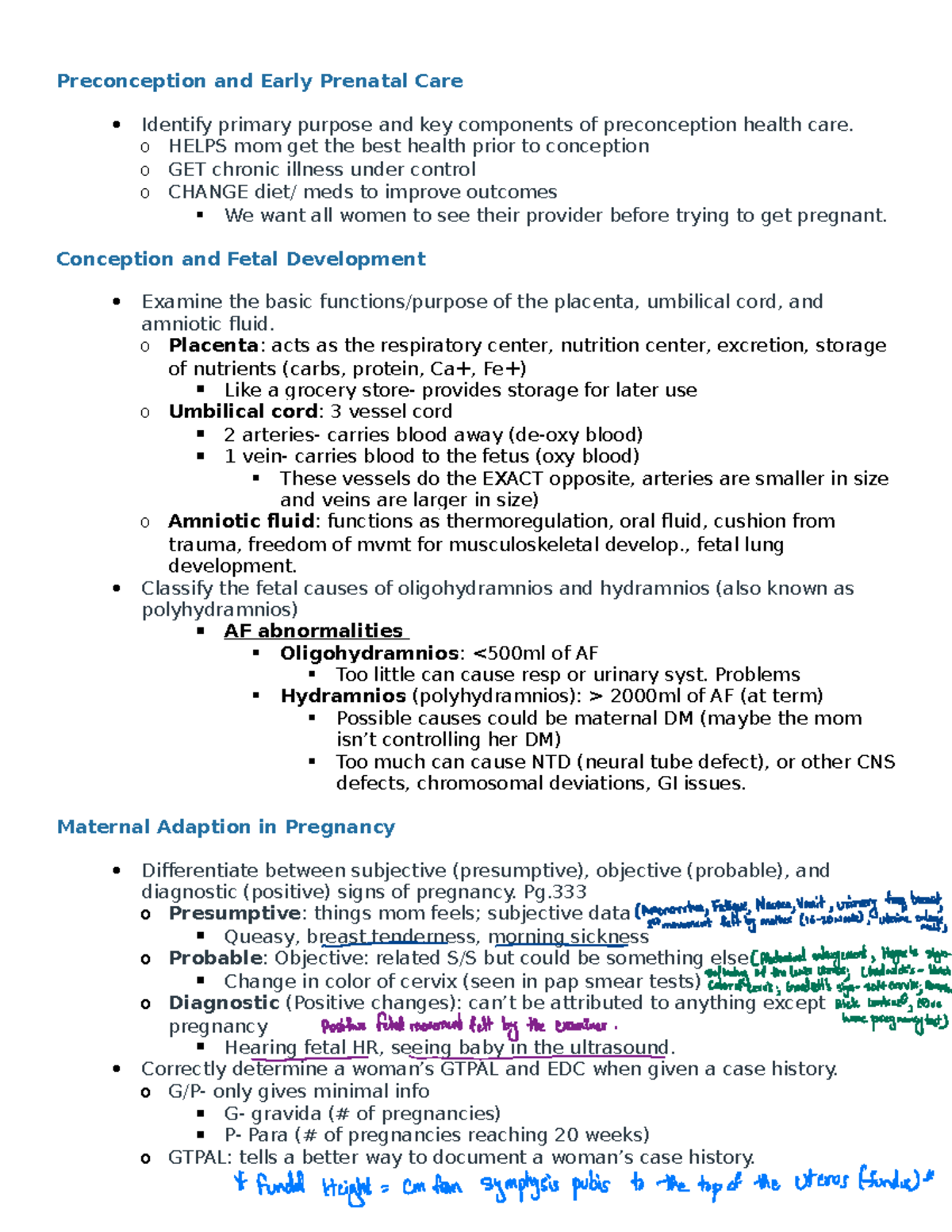 EXAM 1 OB - Preconception and Early Prenatal Care Identify primary ...