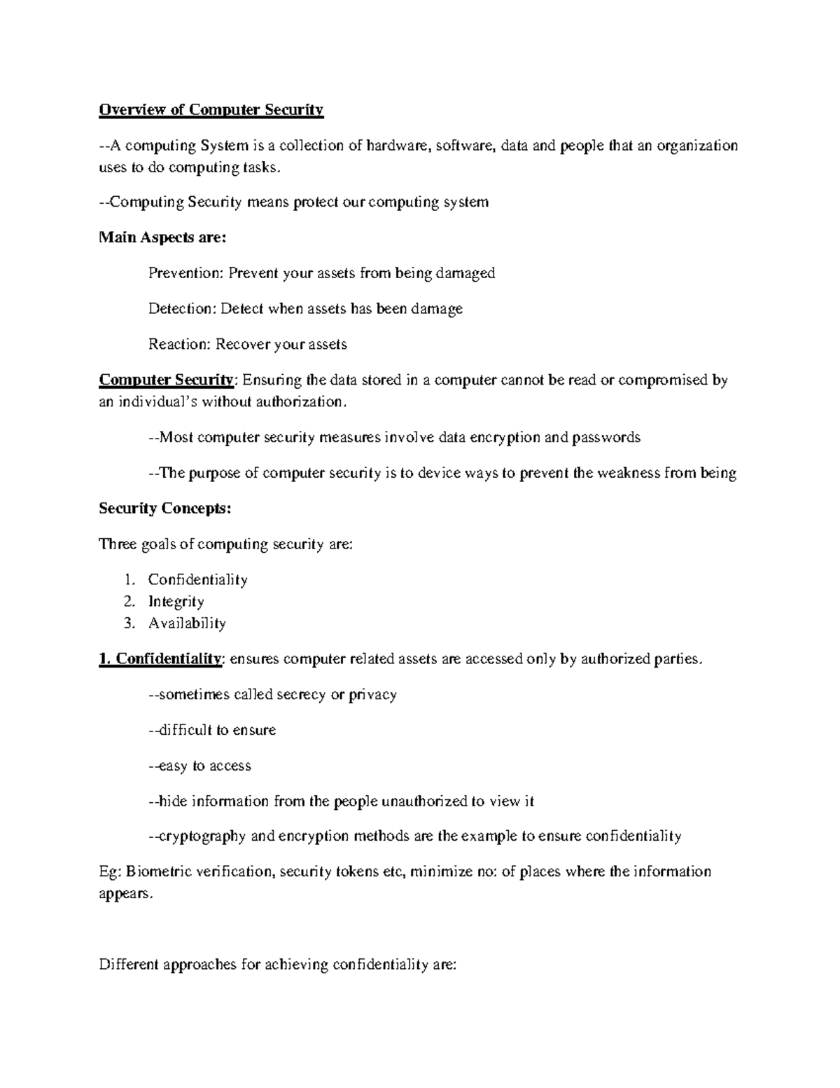 Computer Security - Lecture notes 1 - Overview of Computer Security -A ...
