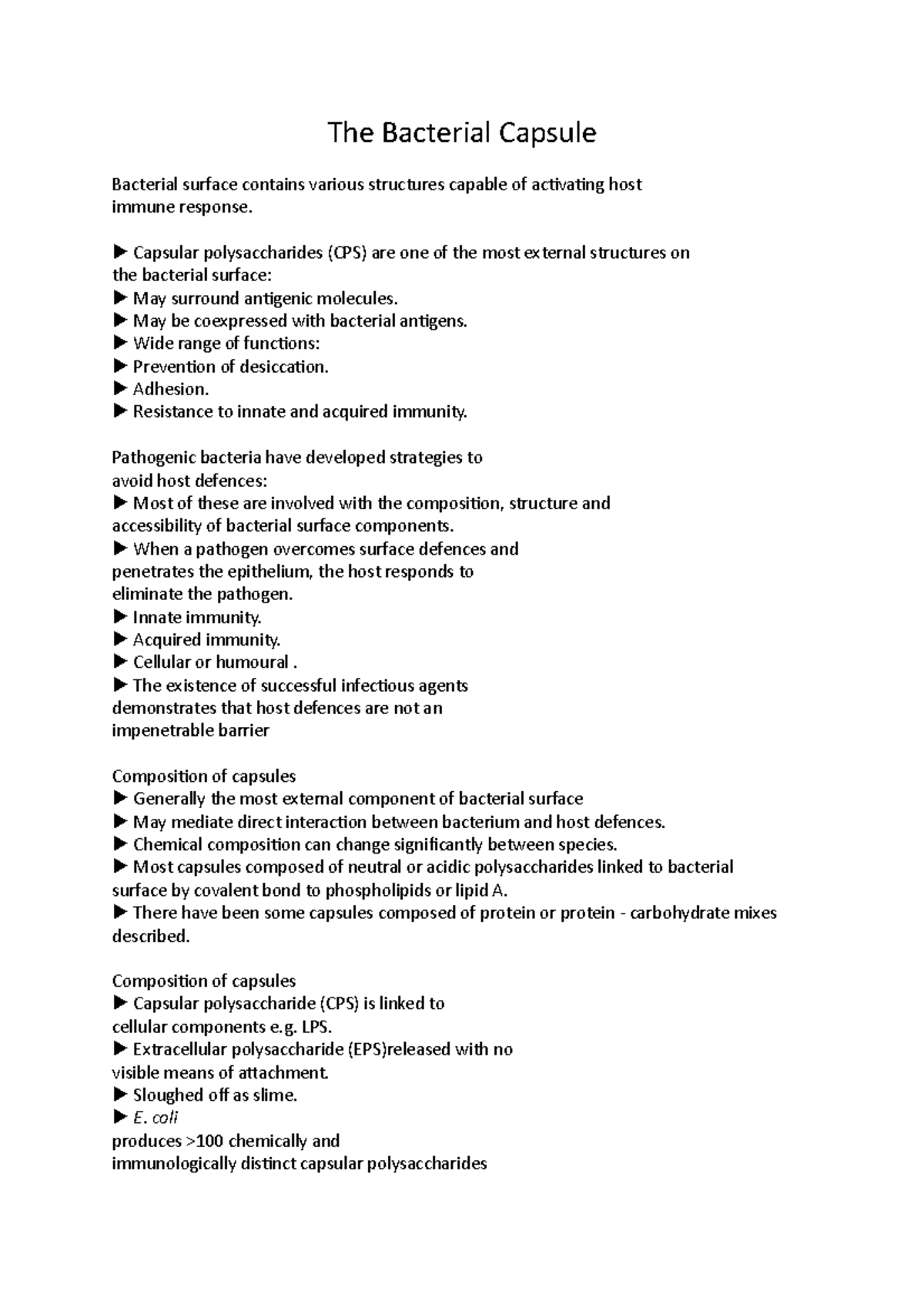 The Bacterial Capsule - Lecture notes 8 - The Bacterial Capsule ...