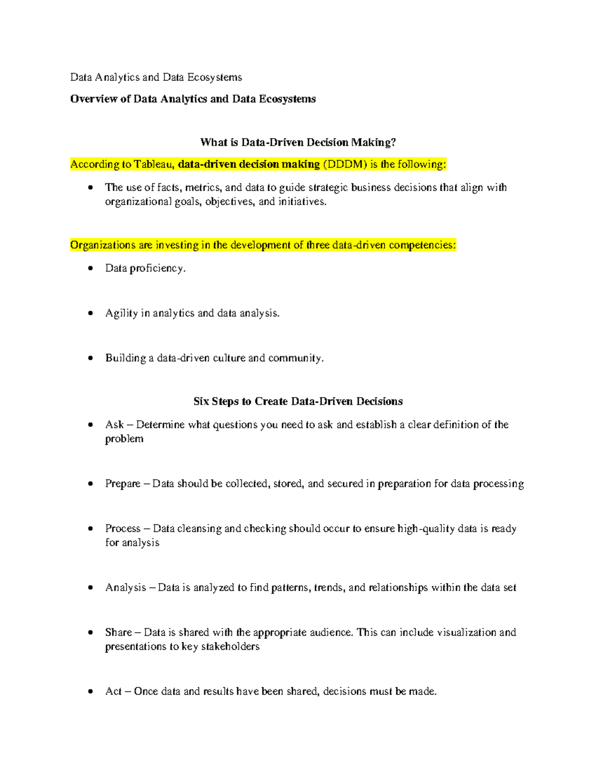 Information Systems Mgmt Lecture Week 2 Data Driven Decision Making Data Analytics And Data