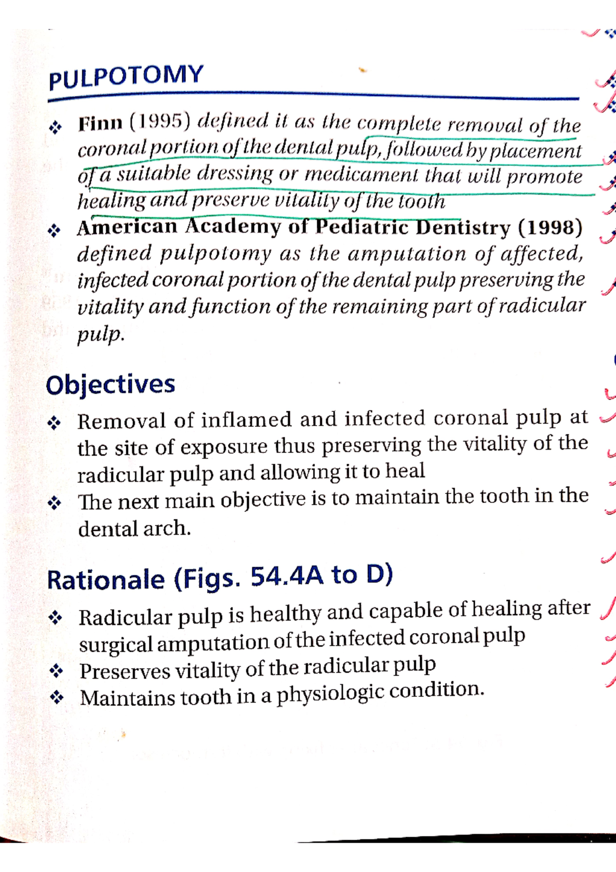 Pulpotomy - Notes - BDS - Studocu
