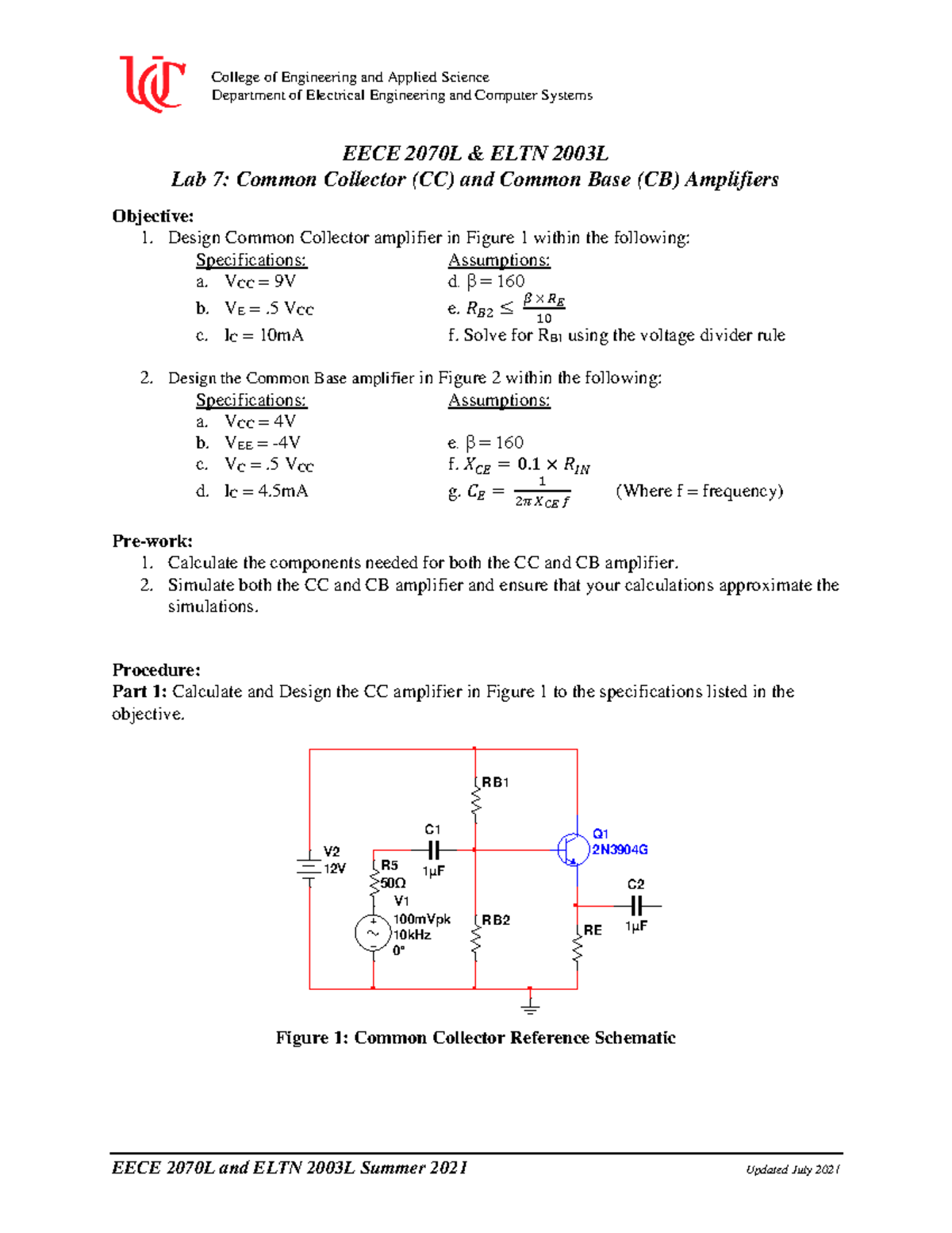 EECE2070L Lab 7 - Common Collector and Common Base Amplifiers ...