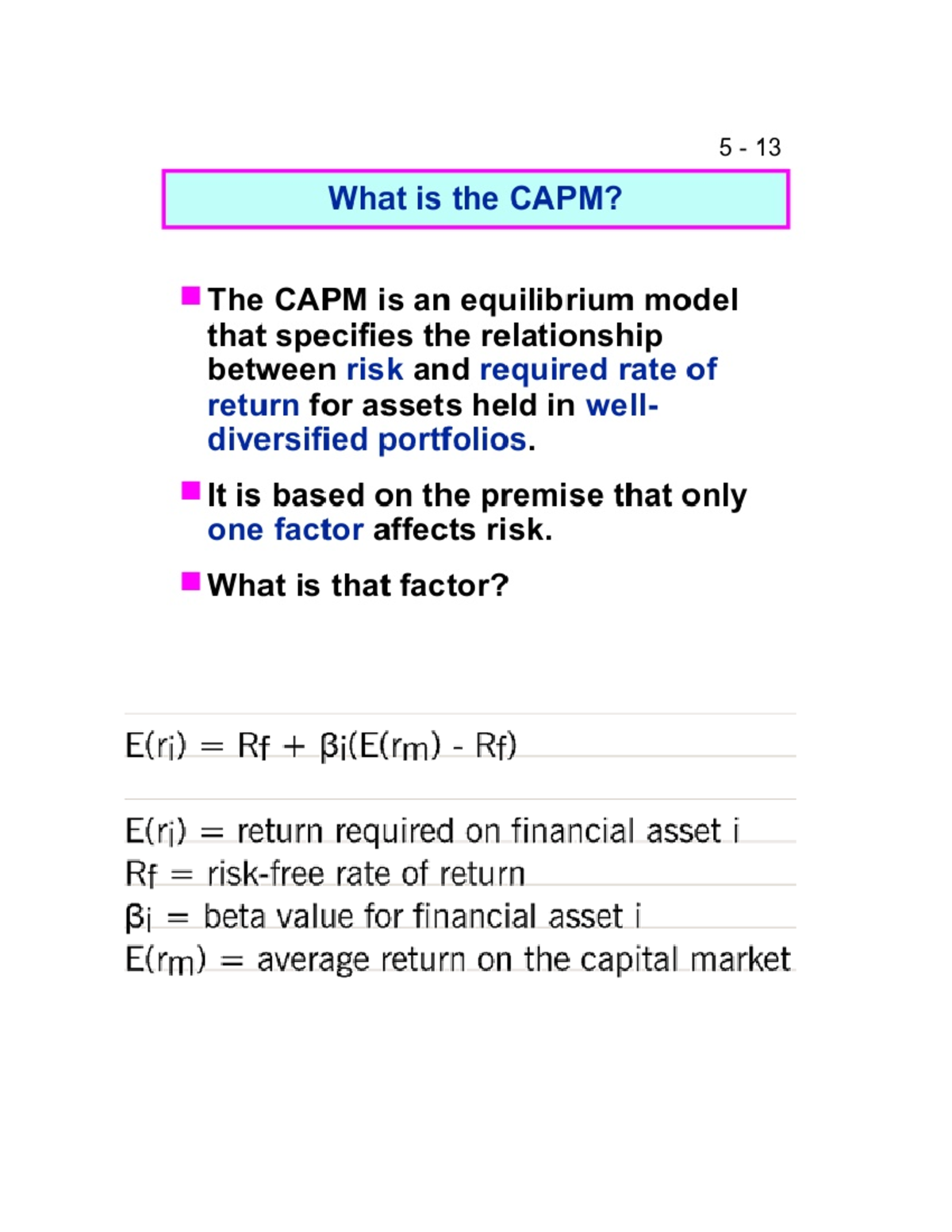 CAPM Notes - Chapter 4 - Investment Management - Studocu