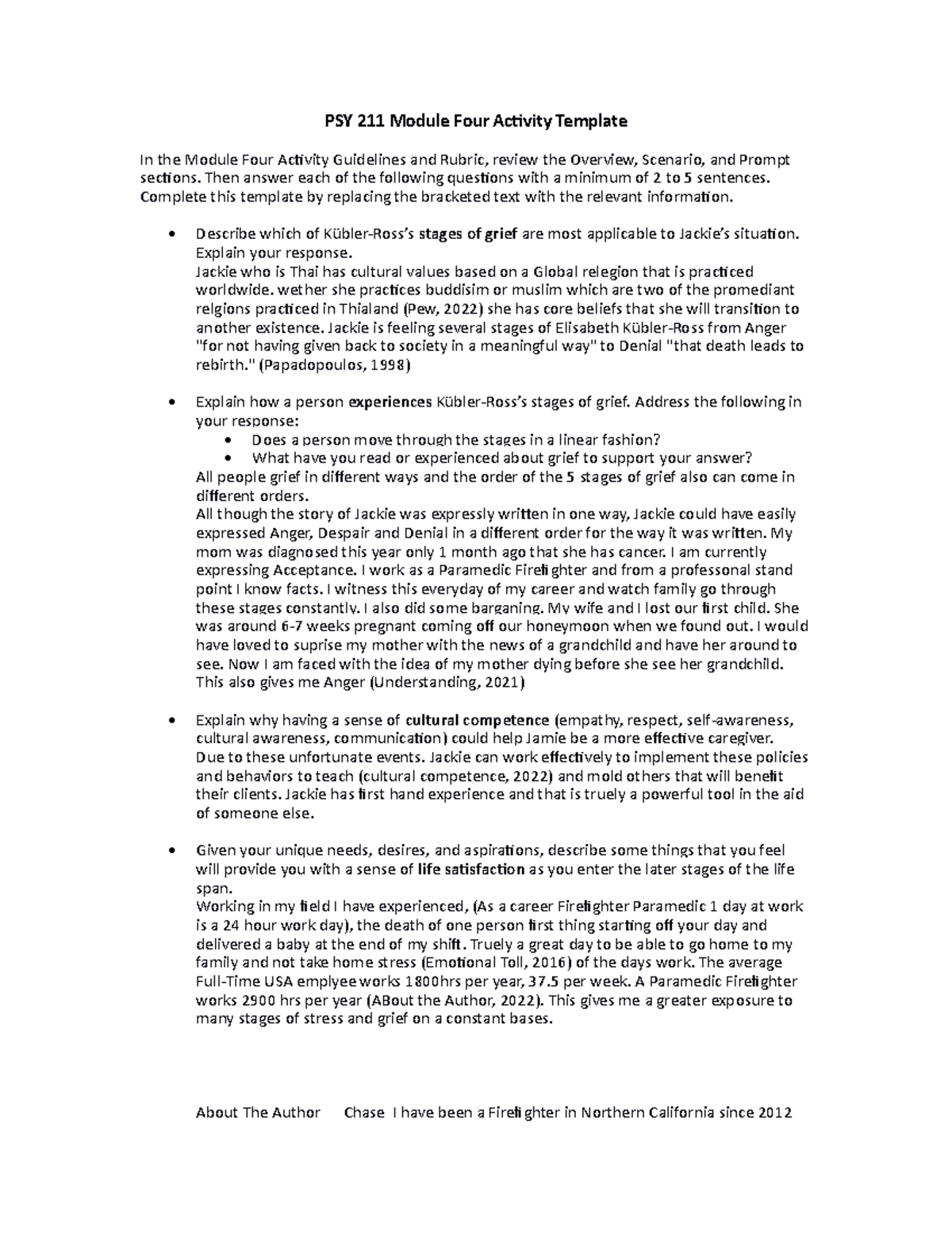 PSY 211 Module Four Activity Template - RZ - PSY 211 Module Four ...