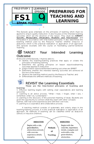 Field- Study-1- Edited - FIELD STUDY 1 LEARNING EPISODE THE SCHOOL ENVIRONMENT FS This Episode 1 ...