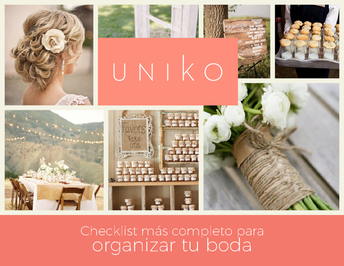 Uniko Check List para bodas 2018 - Checklist más completo para ...