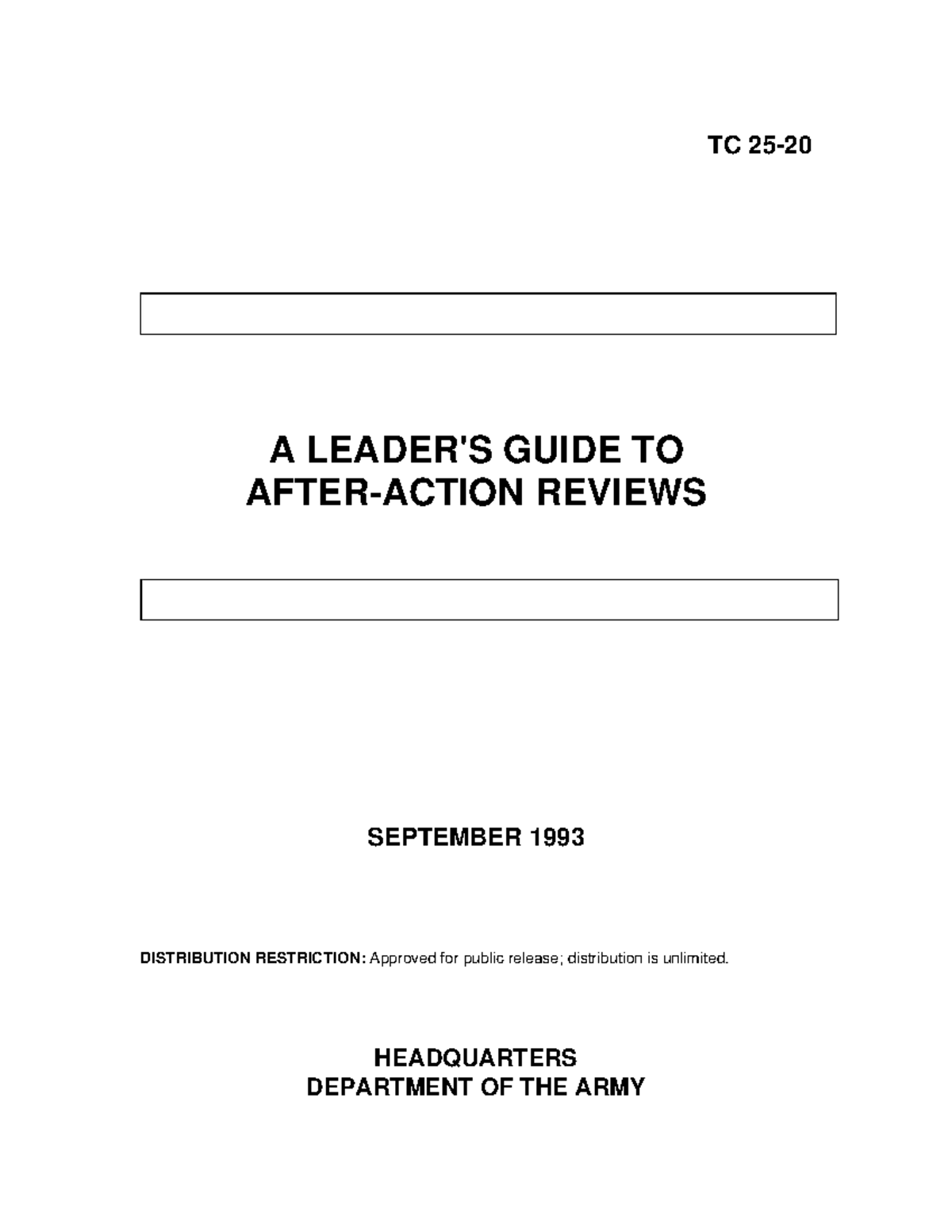 Leaders Guide to the AAR tc25-20 - A LEADER'S GUIDE TO AFTER-ACTION ...