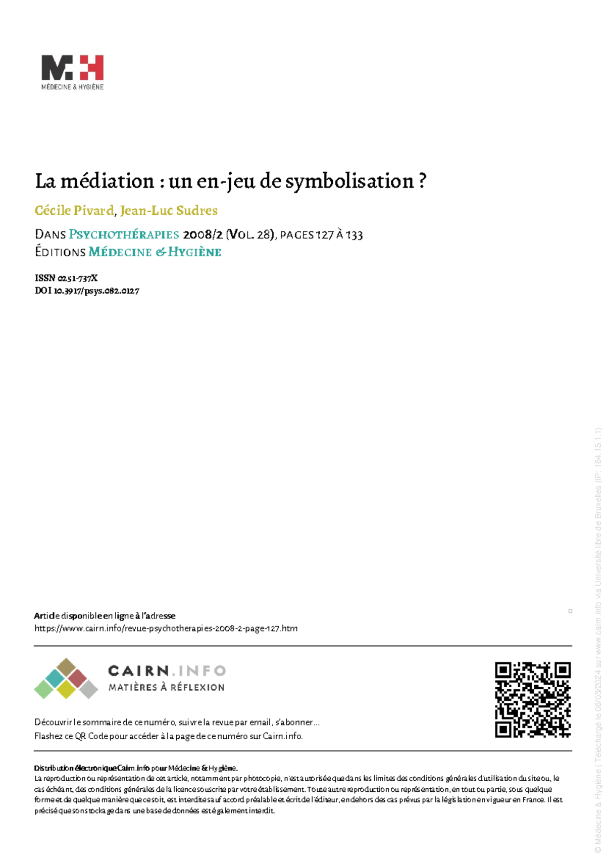 La médiation un enjeu de symbolisation - La médiation : un en-jeu de ...