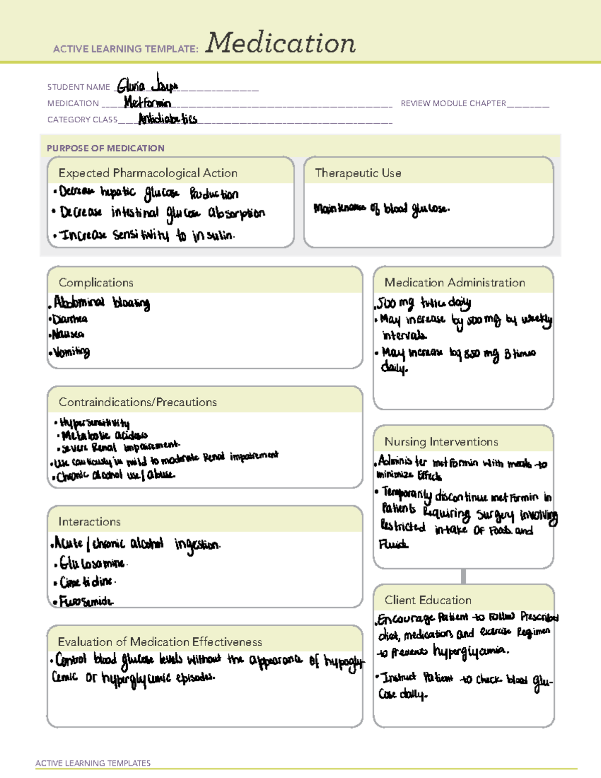 Active learning template - ACTIVE LEARNING TEMPLATES Medication STUDENT ...