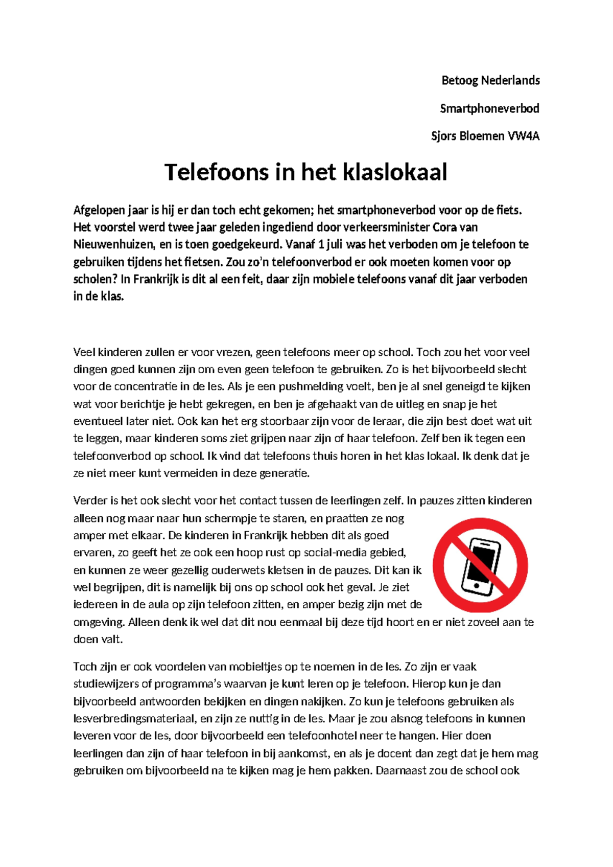 Betoog Nederlands smartphone verbod verbeterde versie - Betoog ...