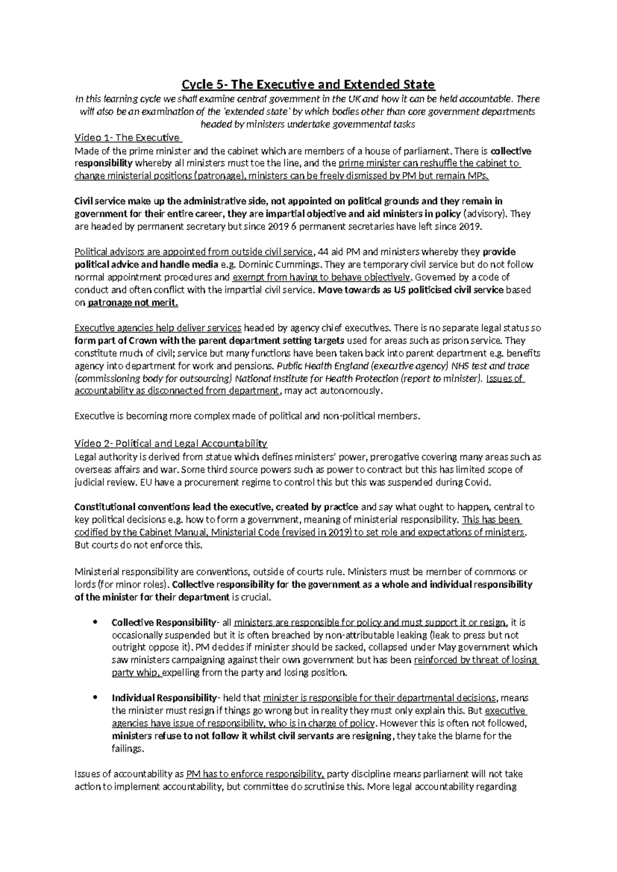 Cycle 5 Notes - Cycle 5- The Executive and Extended State In this ...