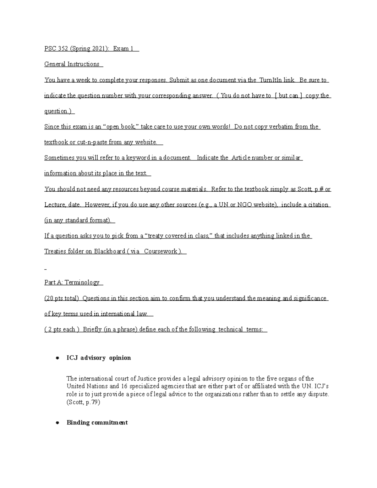 PSC 352 Exam 1 - Audie Klotz - PSC 352 (Spring 2021): Exam 1 General ...