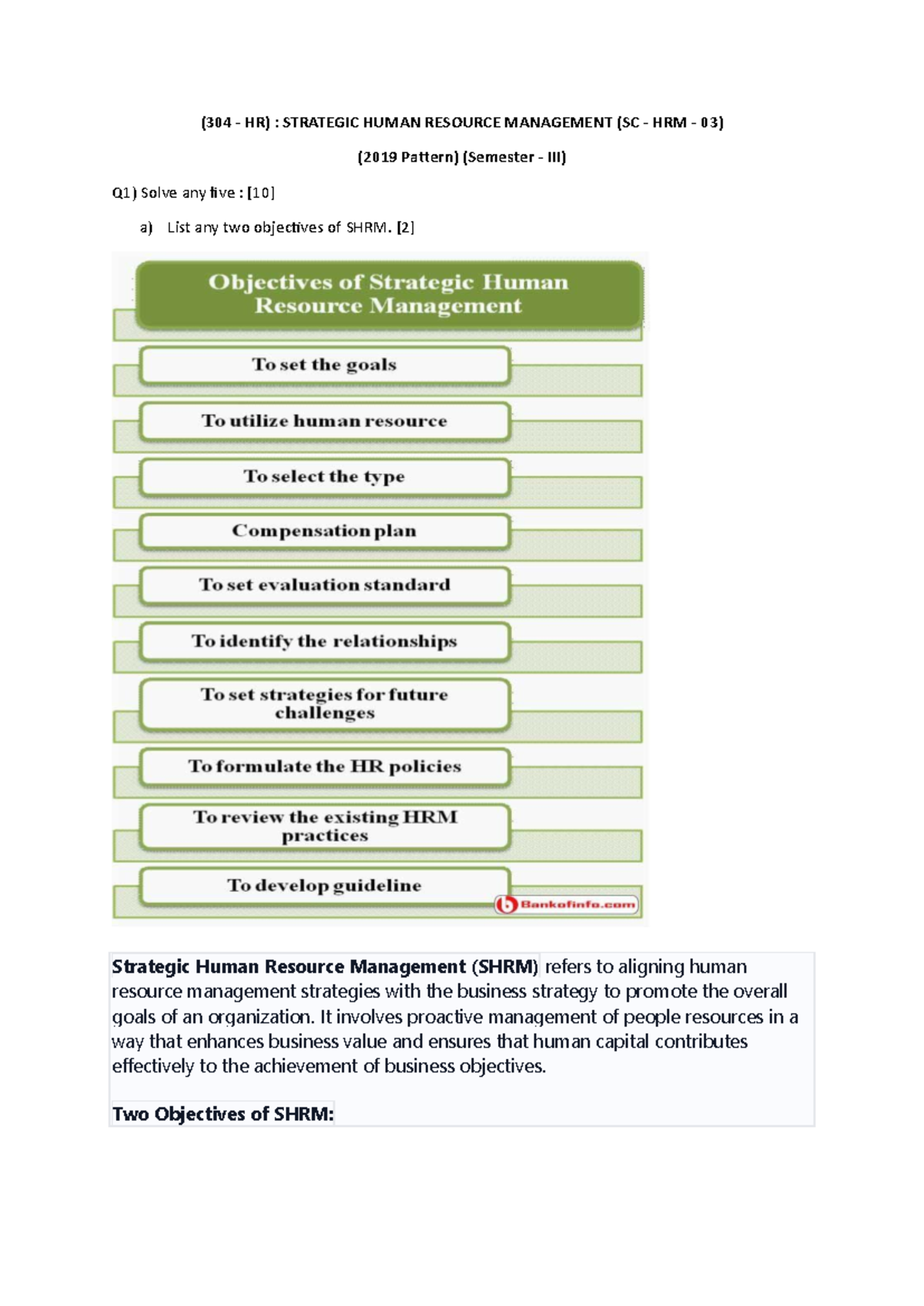 SHRM Solved Paper - (304 - HR) : STRATEGIC HUMAN RESOURCE MANAGEMENT ...