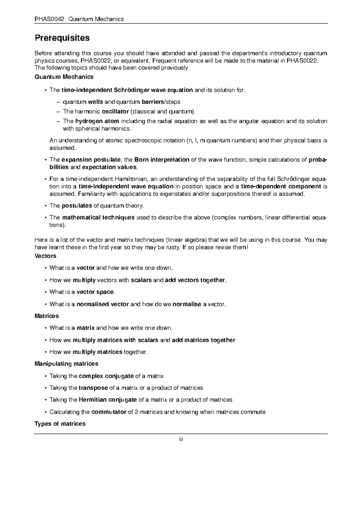 PHAS0042 lecture notes - PHAS0042: Quantum Mechanics Prerequisites ...