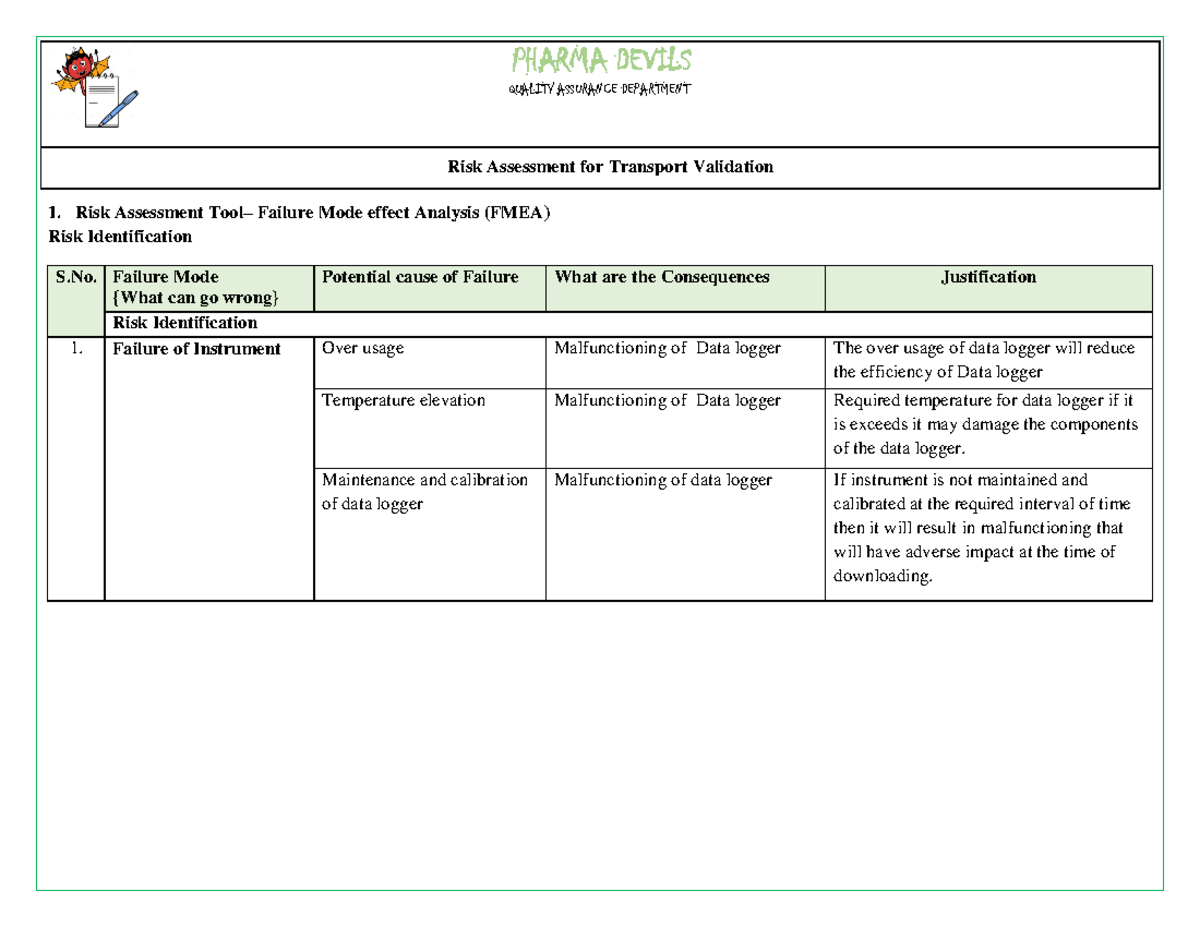 Transport validation Risk Assessment - Risk Assessment for Transport ...