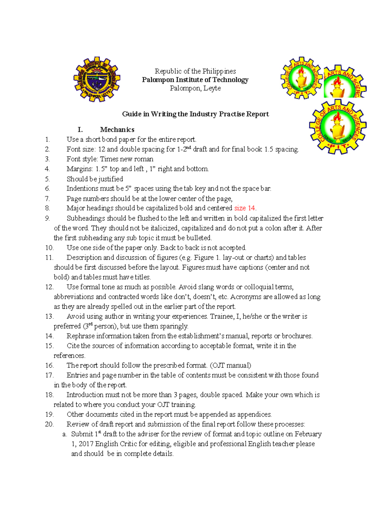 Guidelines in making narrative report - Republic of the Philippines ...