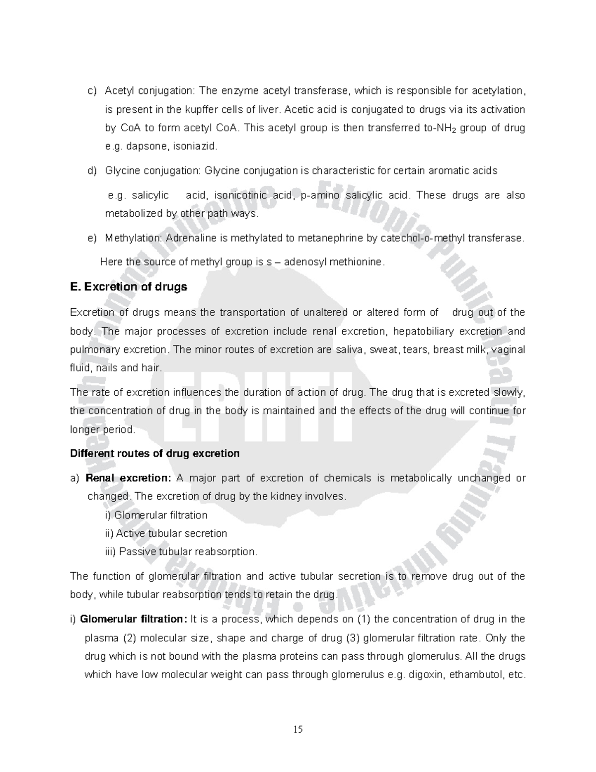 pharmacology-Excretion of drugs - 15 c) Acetyl conjugation: The enzyme ...