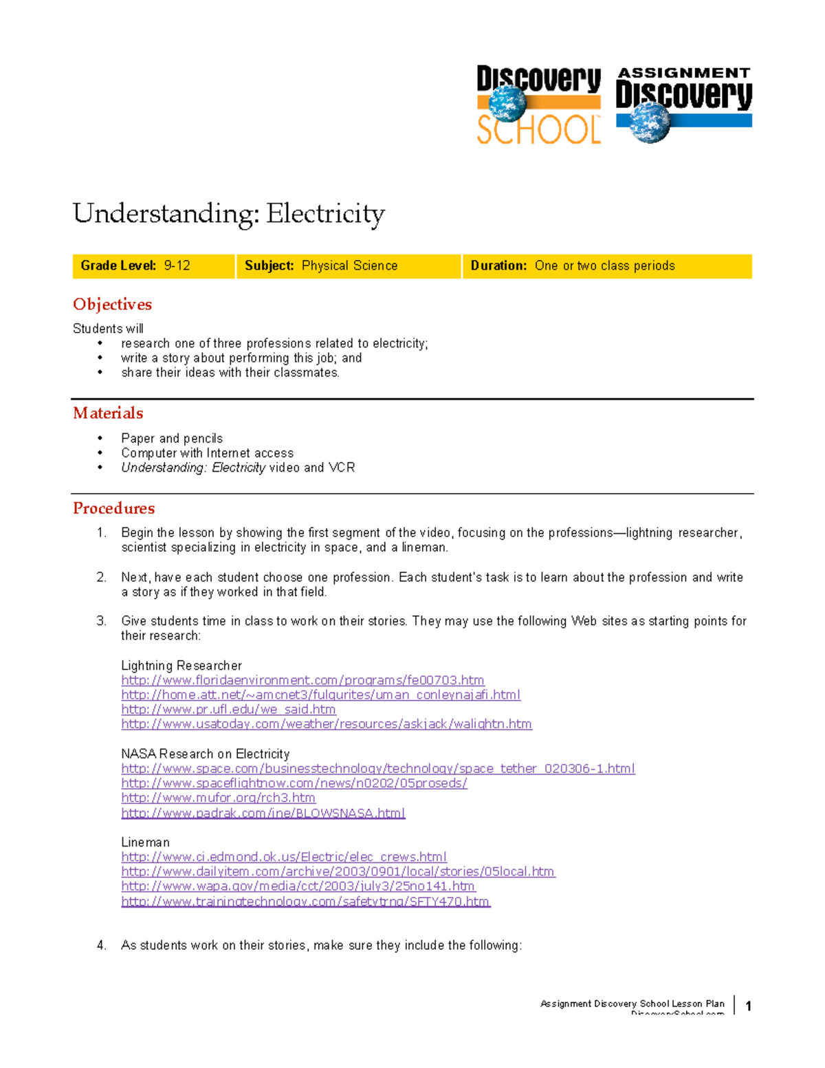 Understanding-electricity - Assignment Discovery School Lesson Plan ...
