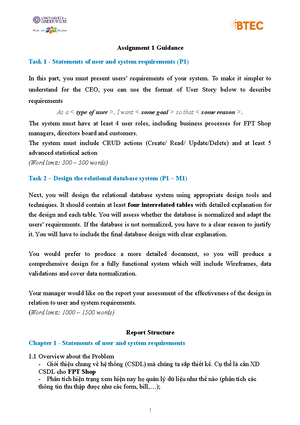 RQF-update Assignment 1 Brief-2022 PP - ASSIGNMENT 1 BRIEF Qualification BTEC Level 5 HND ...