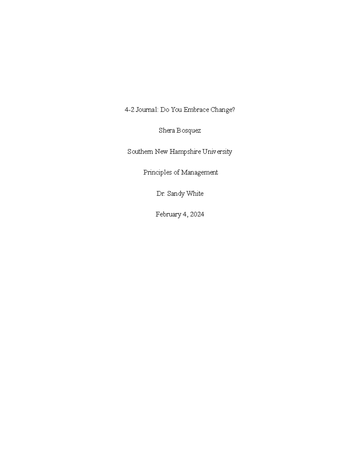 Journal 4-2 Do You Embrace Change - 4-2 Journal: Do You Embrace Change ...