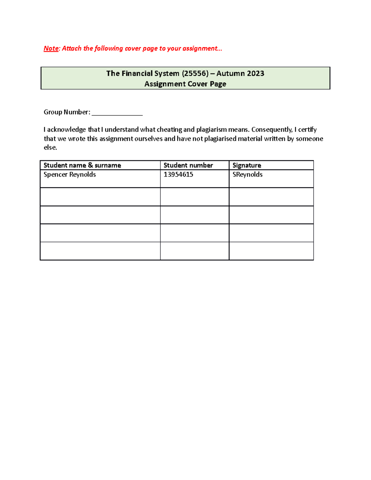 Financial Systems Assignment - Note: Attach the following cover page to your assignment... The ...