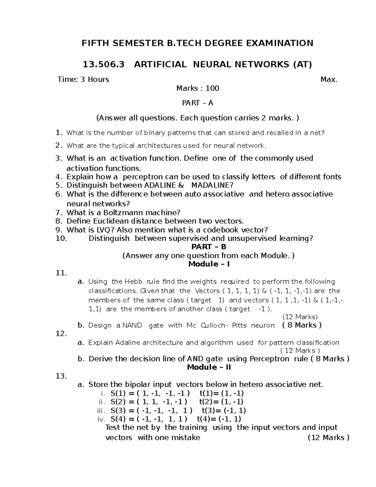 13 516 3 artificial neural network at - FIFTH SEMESTER B DEGREE ...