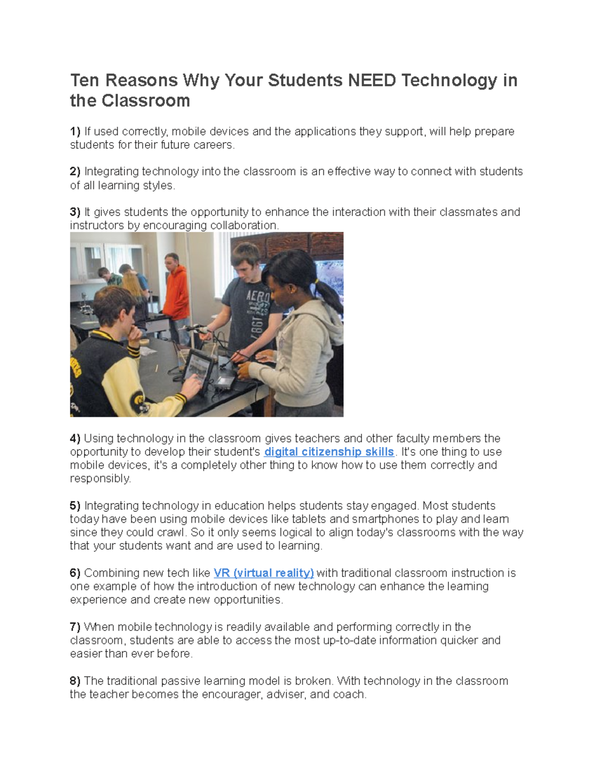 Ten Reasons Why Your Students NEED Technology in the Classroom ...
