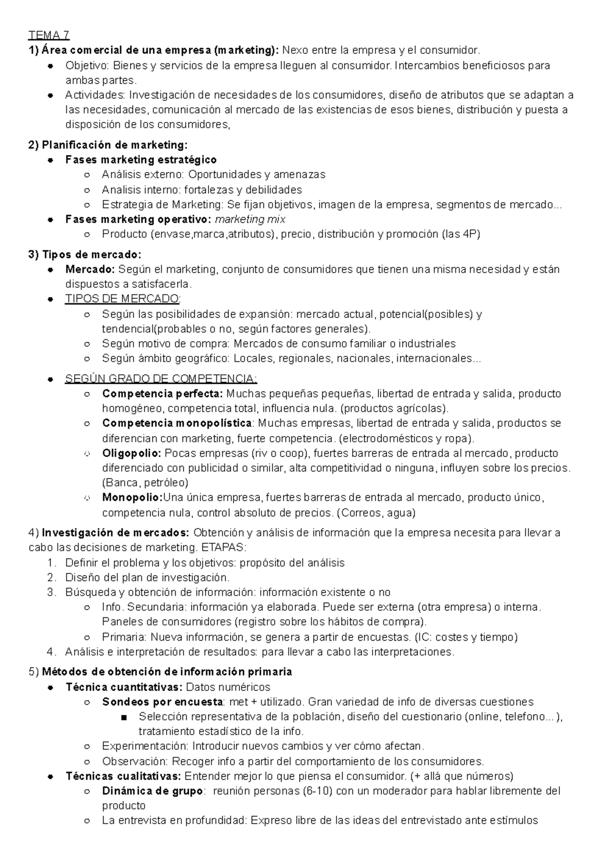ECO Temas 7, 8 Y 11 - tema de marketing y mas - TEMA 7 Área comercial ...