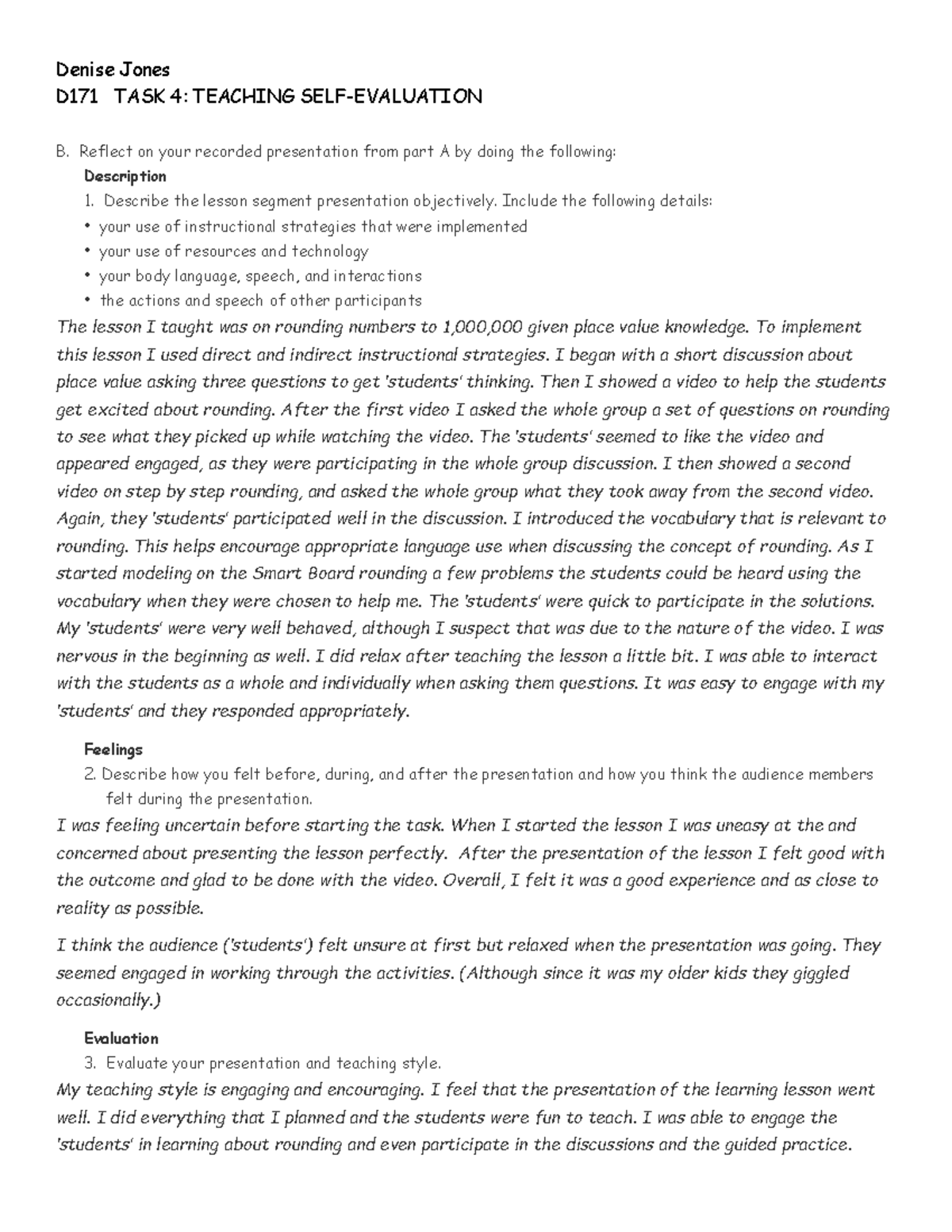 D171 TASK 4 Curriculum Instruction And Assessment Teaching SELF D171 TASK 4 Curriculum Instruction And Assessment Teaching SELF