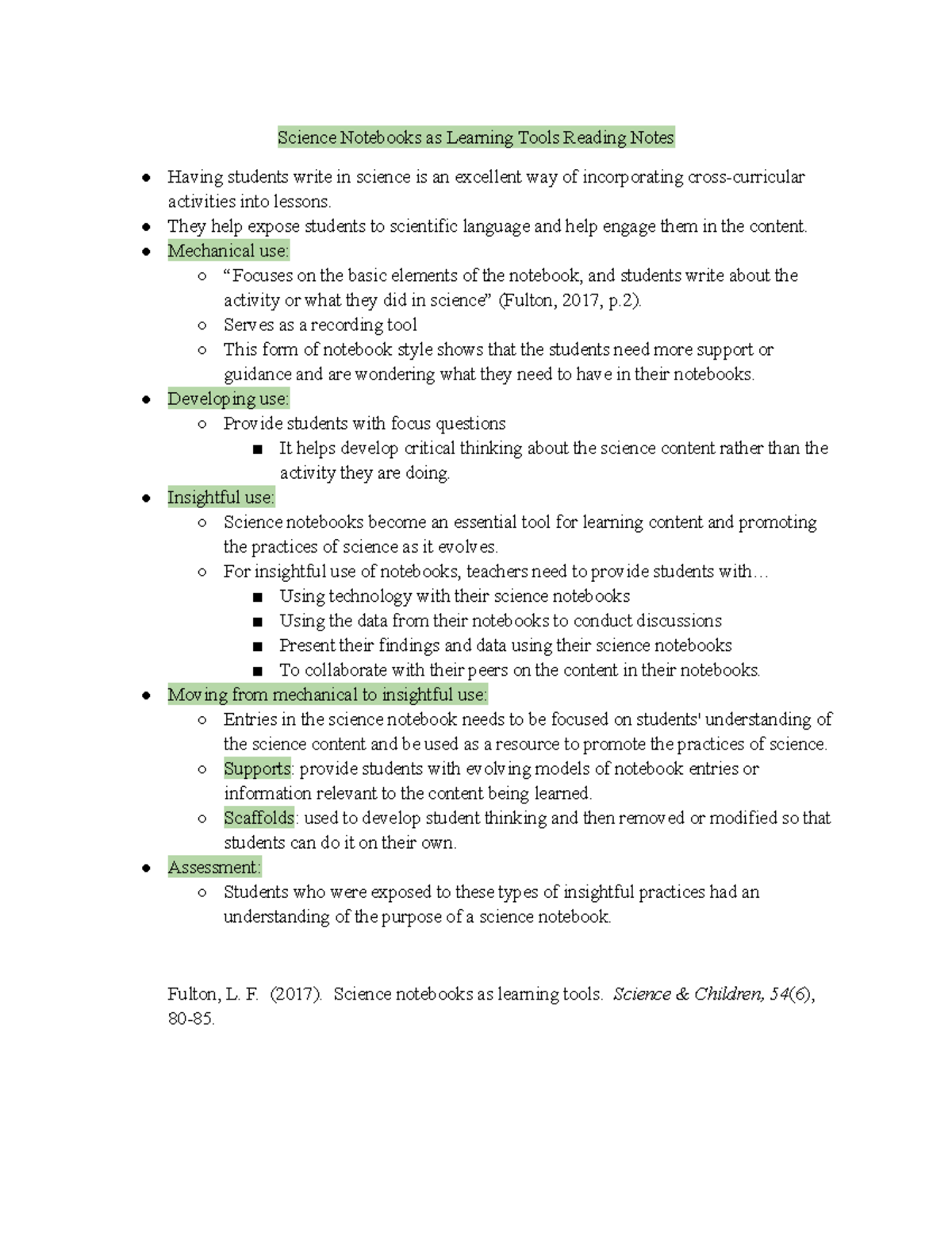 Science Notebooks Reading Notes - Science Notebooks as Learning Tools ...