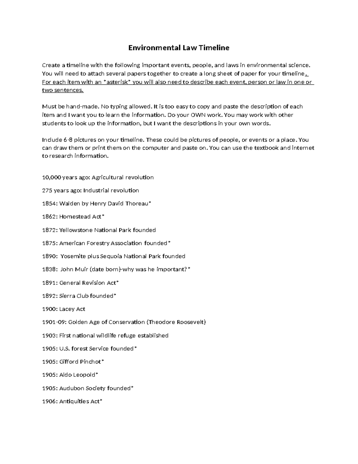 Environmental Law Timeline 2 - Environmental Law Timeline Create a ...