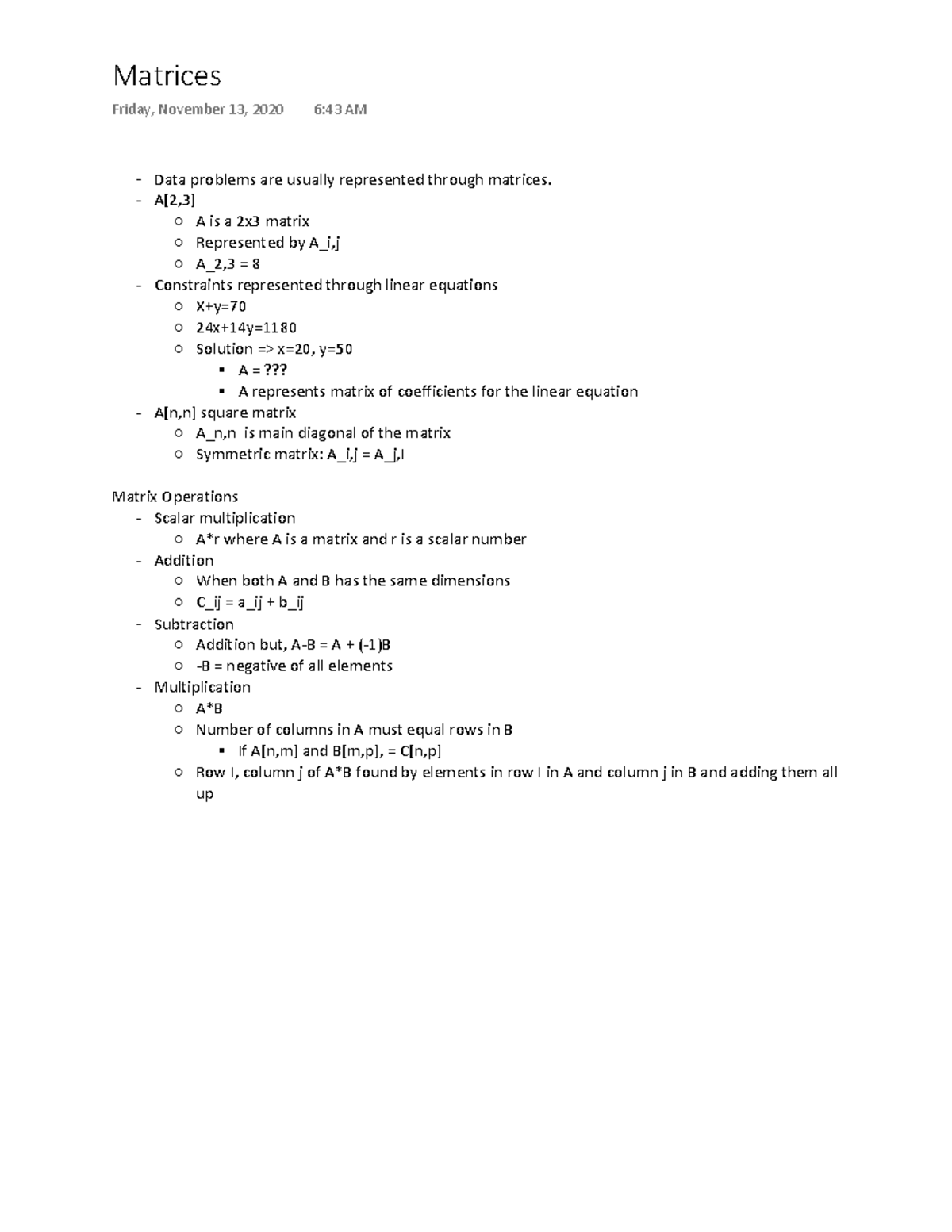 CS1300 matrices - Data problems are usually represented through ...