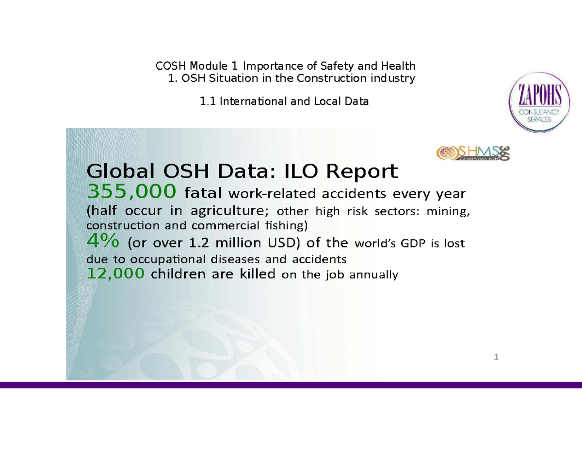 unsafe act and unsafe condiction - COSH Module 1 Importance of Safety ...