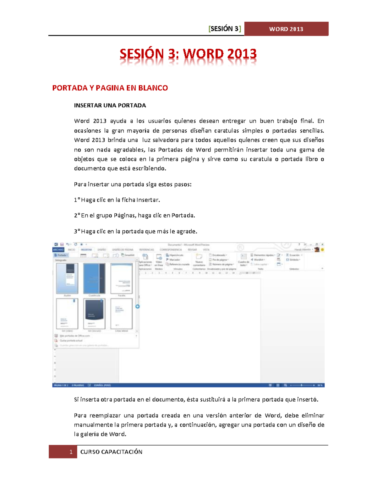 Word2013 sesion 3 - infografia - SESIÓN 3: WORD 2013 PORTADA Y PAGINA EN BLANCO INSERTAR UNA ...
