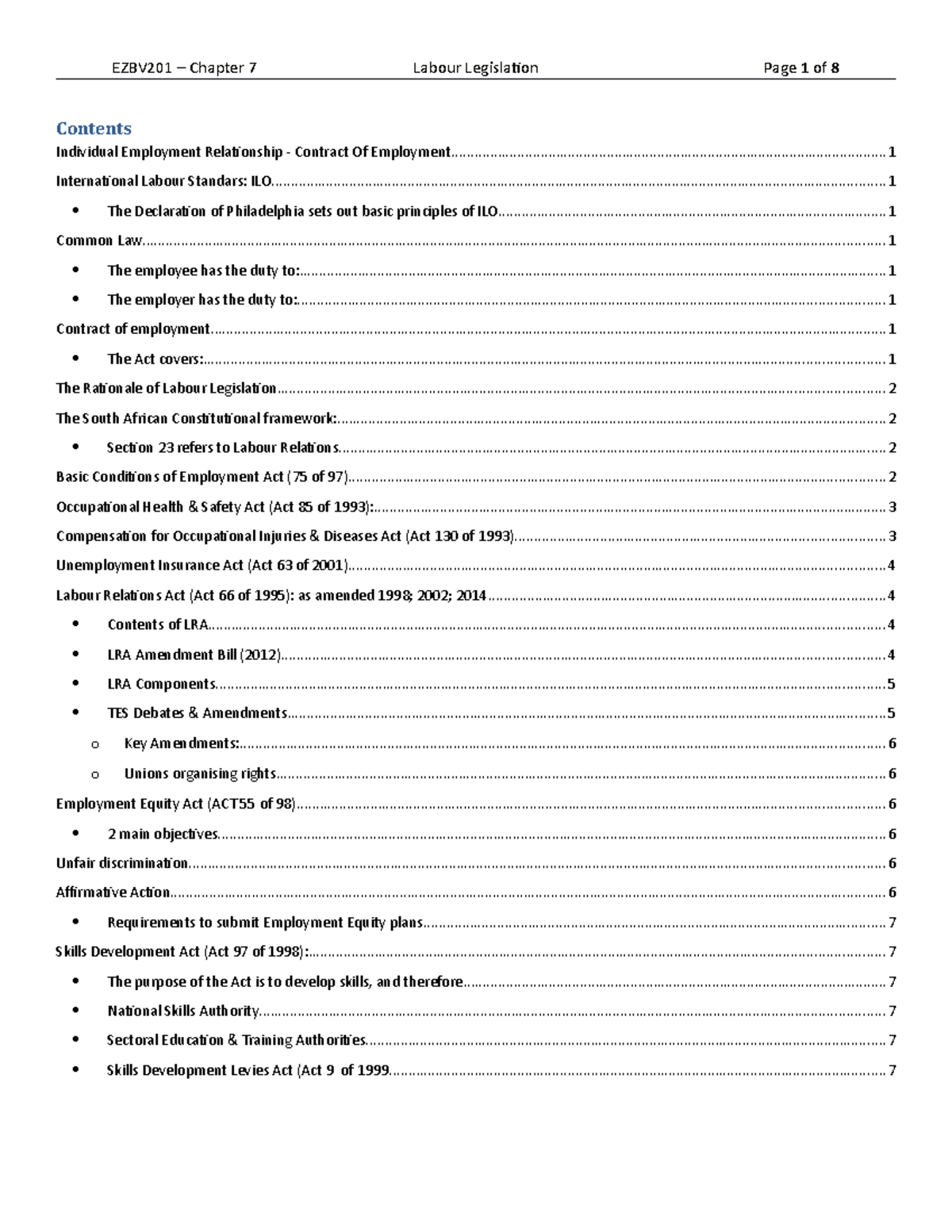 Chapter 7 - EZBV201 Chapter 1 of Employment Relationship Contract Of ...