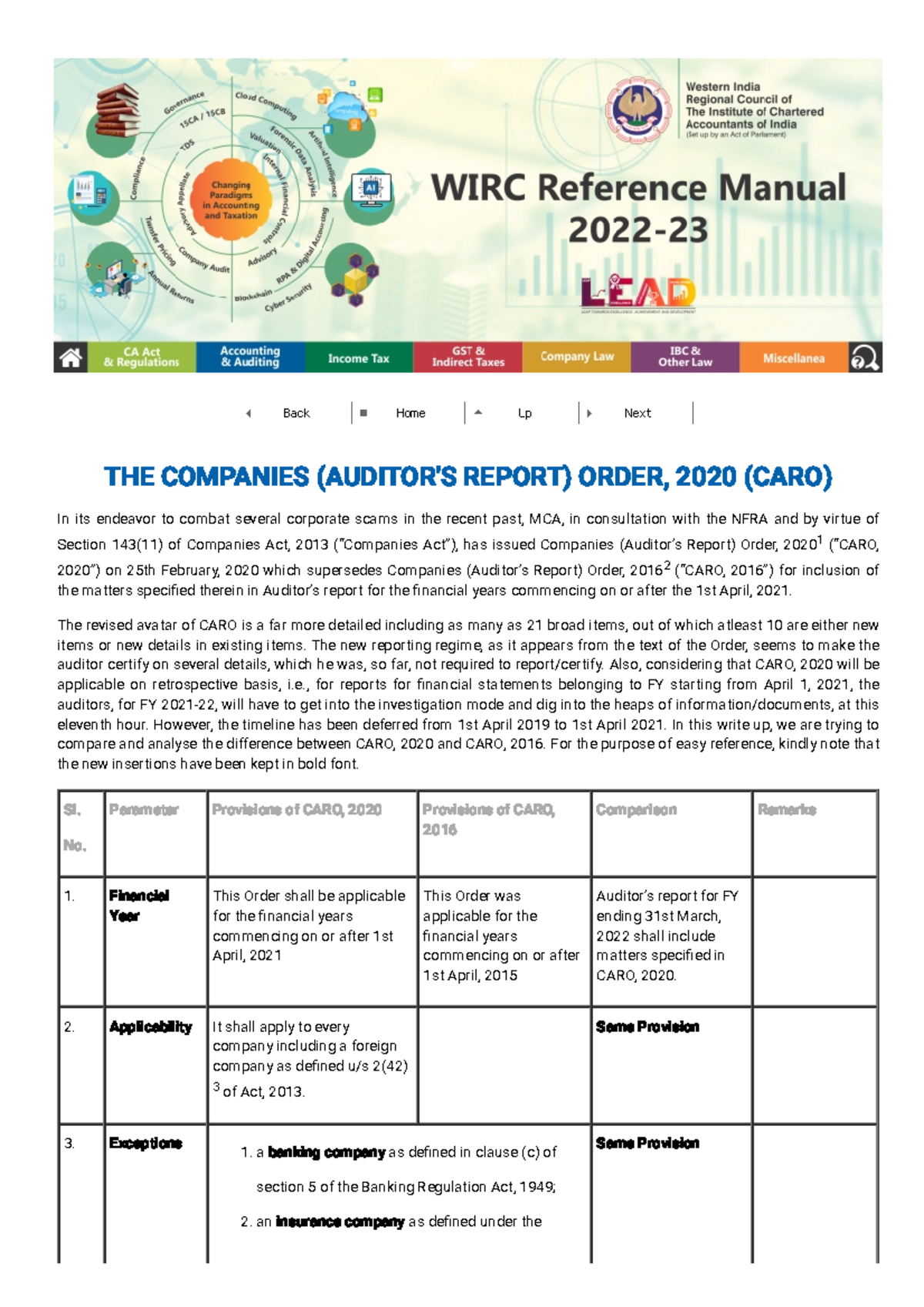 The Companies (Auditor's Report) Order, 2020 (CARO) - THE COMPANIES ...