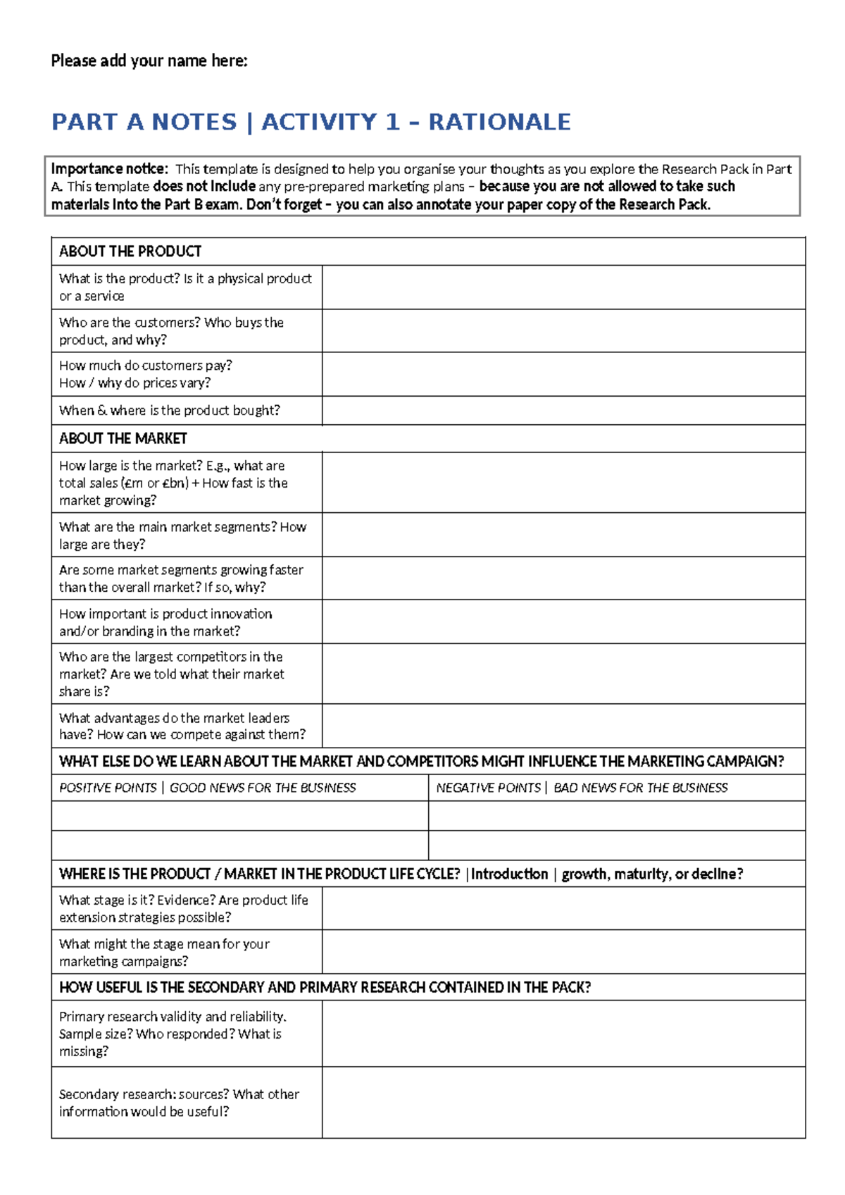 Unit 2 Research Pack A4 Notes Template - New - 2023 - Please add your ...