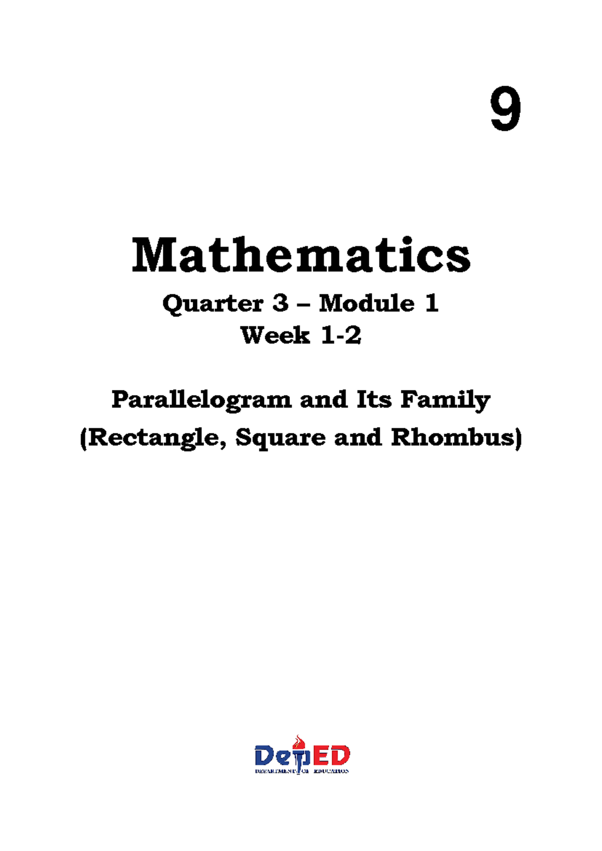 Mathematics Quarter 3 module 1 - Mathematics Quarter 3 – Module 1 Week ...