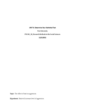 Mini-Research Paper - Mini Research Paper Psychology Department, Post ...