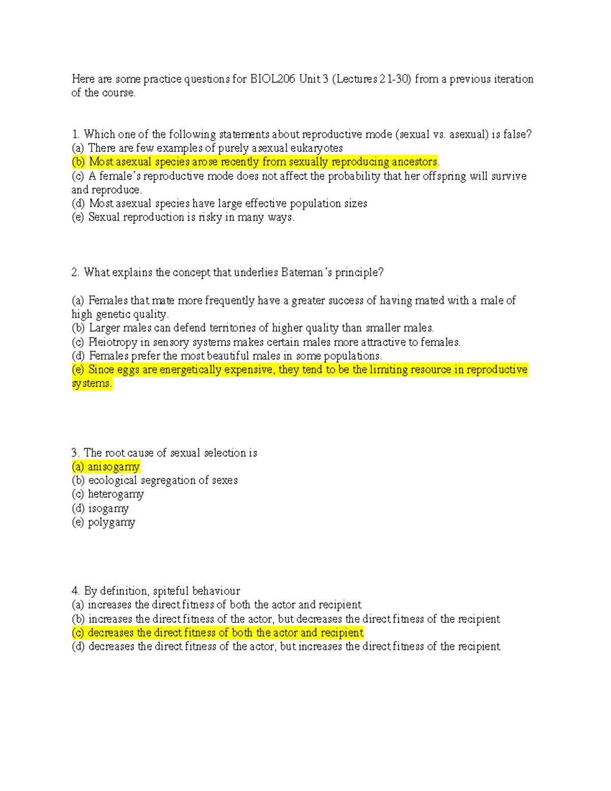 Practice test3 key - test answers - Here are some practice questions ...