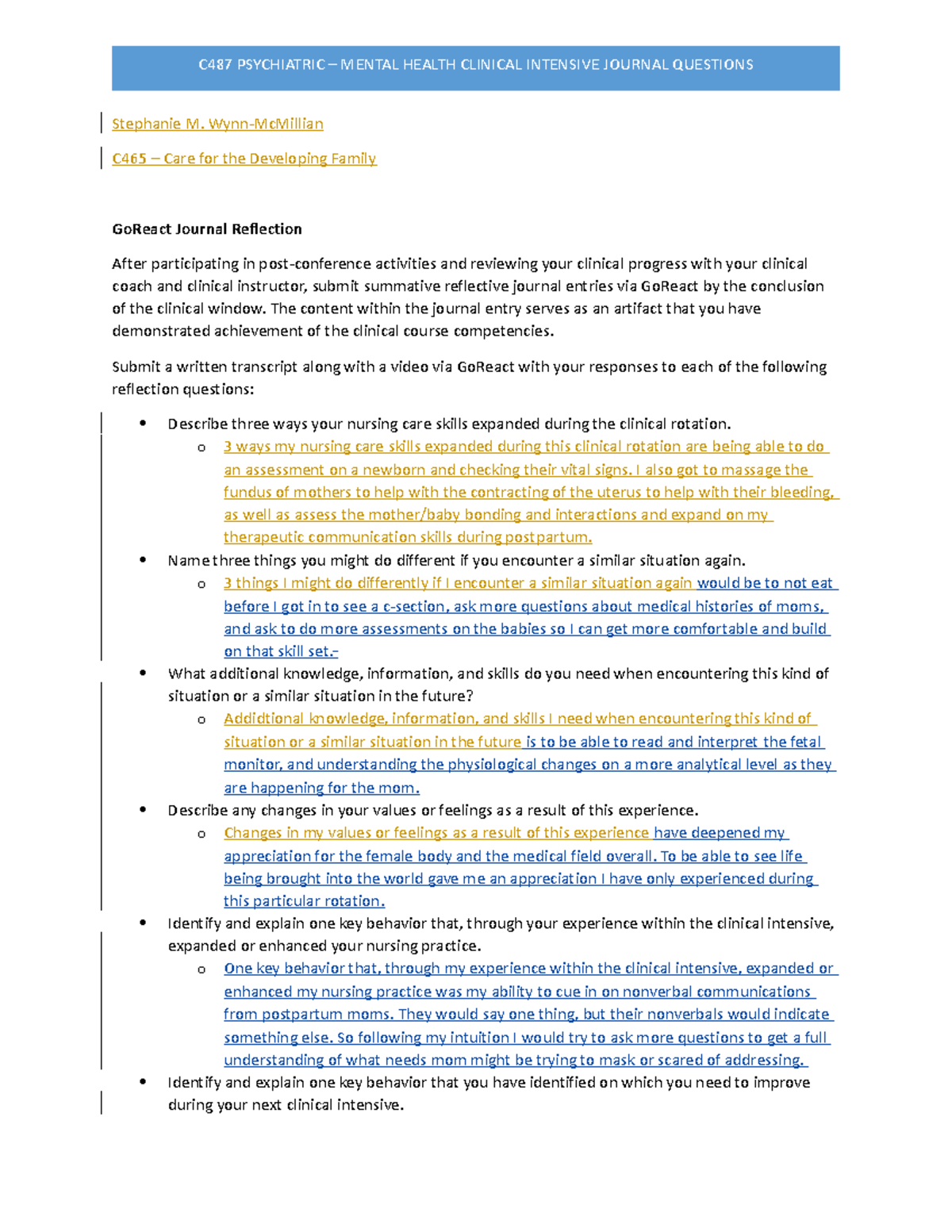 C465 - Journal Questions - C455 - WGU - Studocu