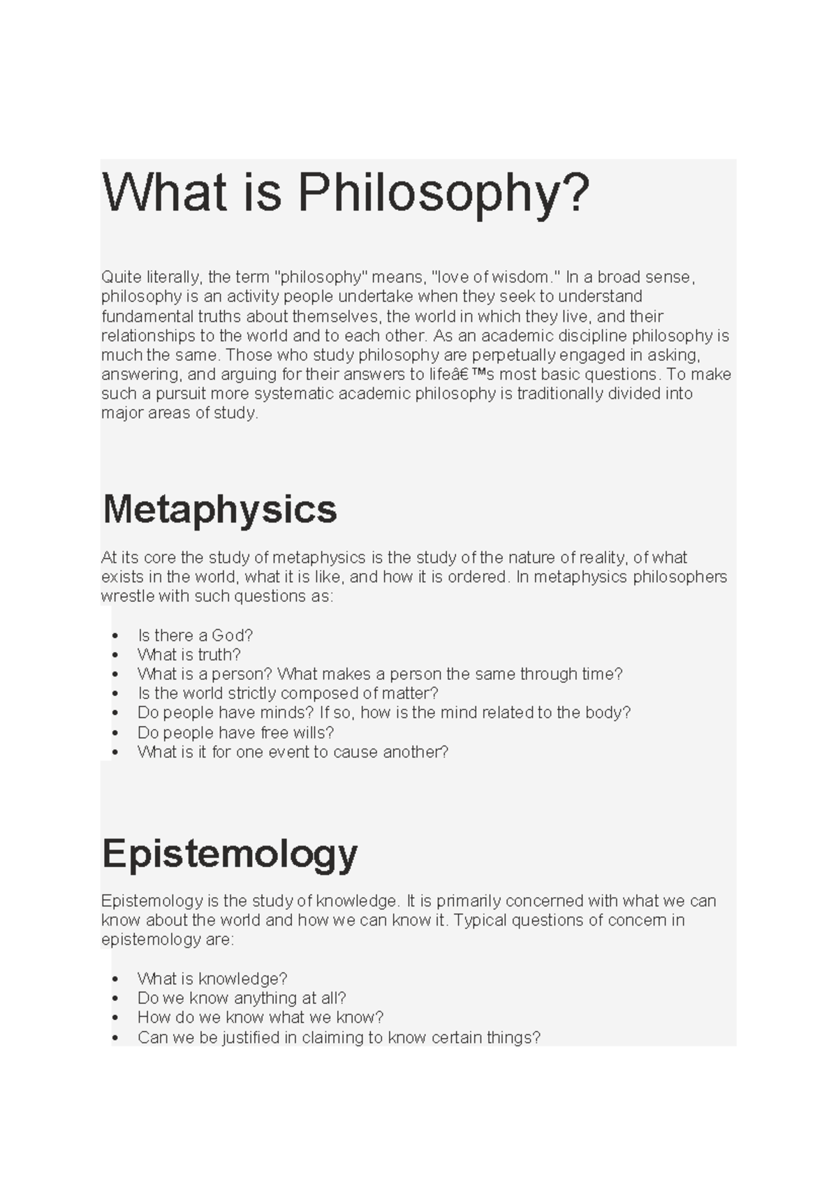 What is Philosophy - Philosohy - What is Philosophy? Quite literally ...
