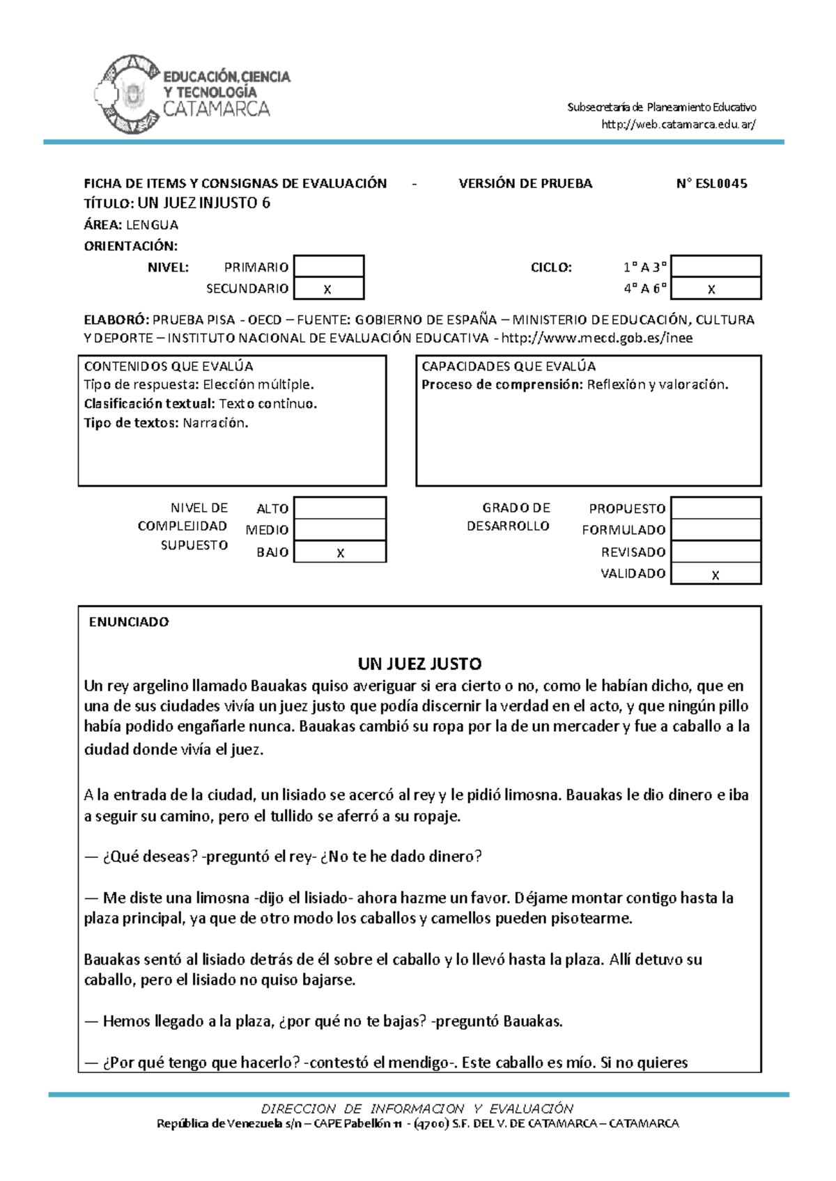 ESL0045UN JUEZ Injusto 6 - web.catamarca.edu/ DIRECCION DE INFORMACION ...